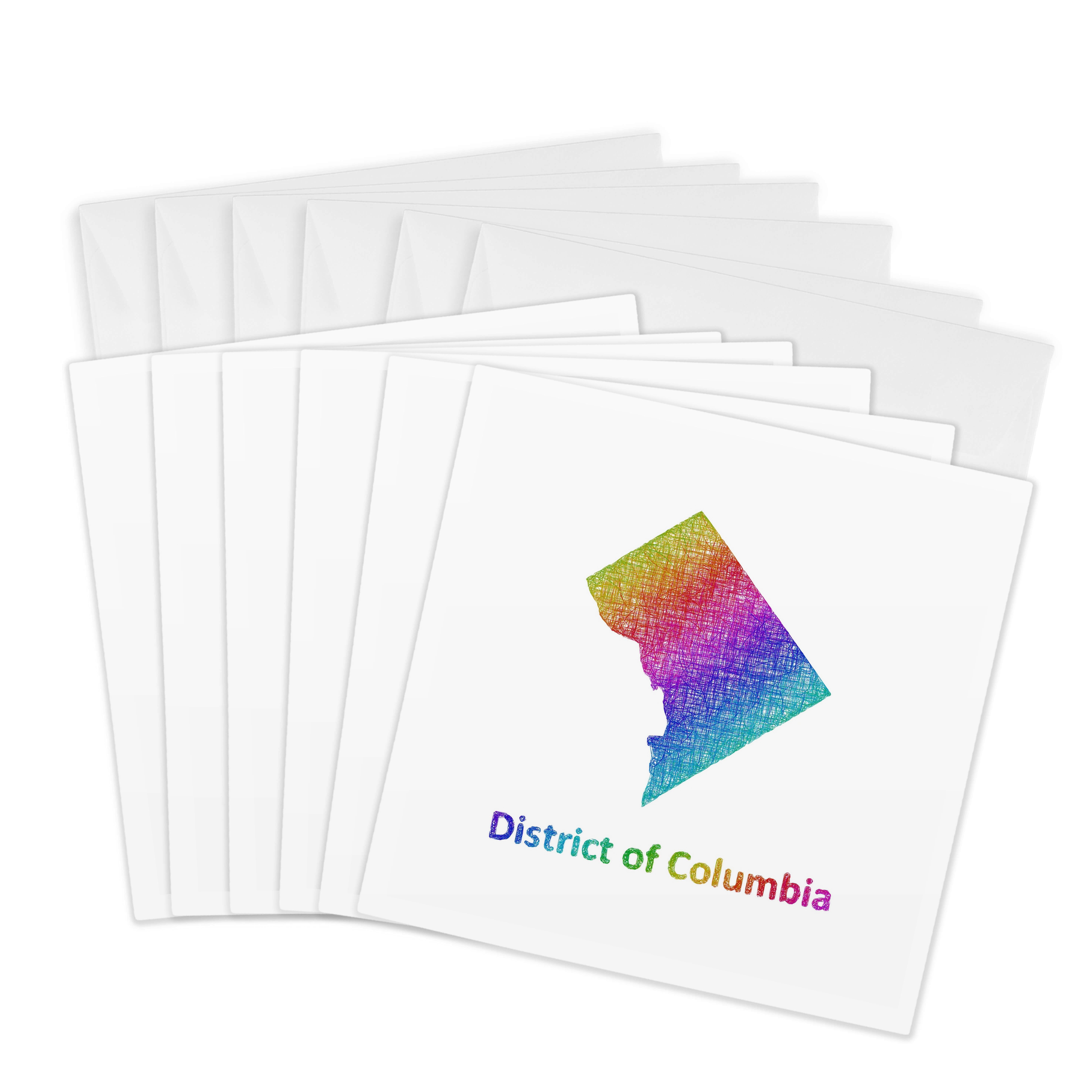 3drose, District of Columbia State Map - Rainbow Sketch Design, 6 ...