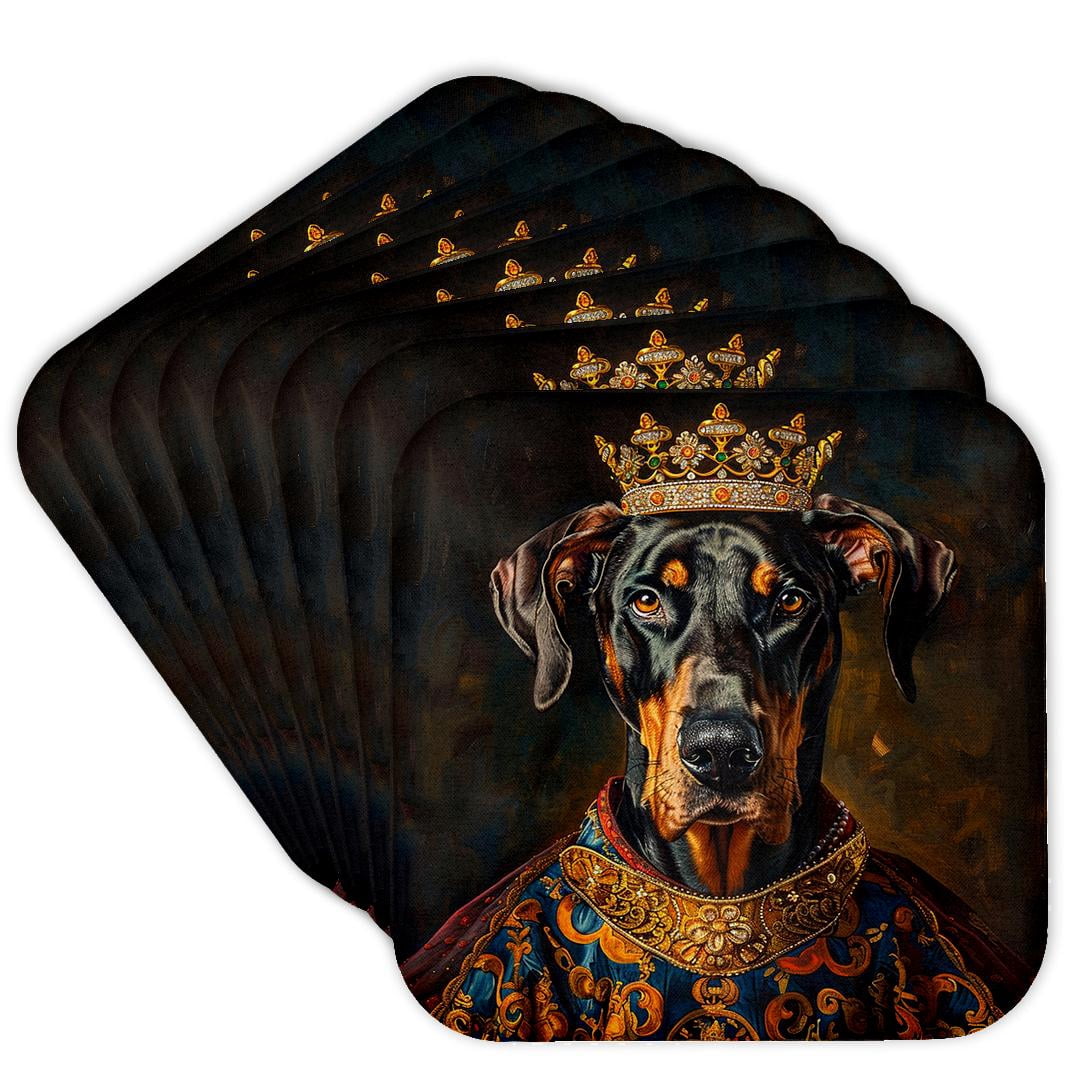 3drose, Dobermann Royal Portrait Canine Majesty, Set of 8 Coasters ...