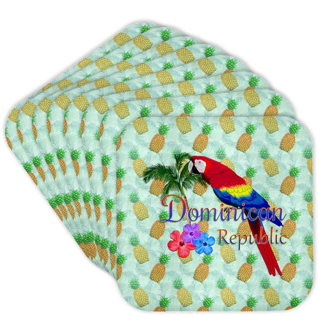 3drose, Dominican Republic Caribbean Parrot on a Pineapple Pattern ...
