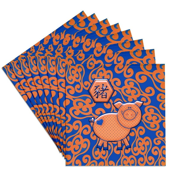 3drose, Dotted Orange Blue Pig with Heart, Sign of the Pig, Abstract ...