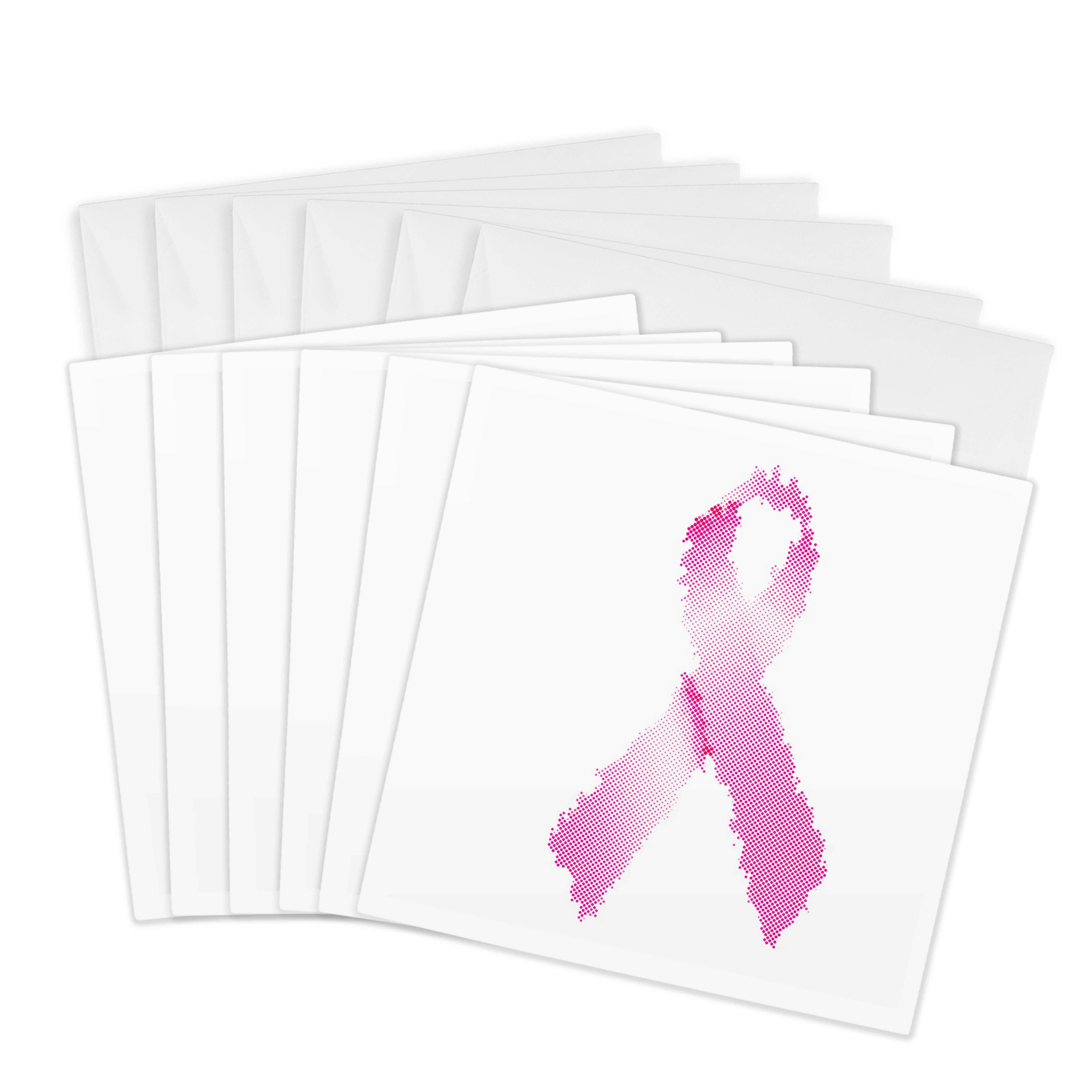 3drose, Dotted Ribbon in Pink- Art, 6 Greeting Cards with Envelopes ...