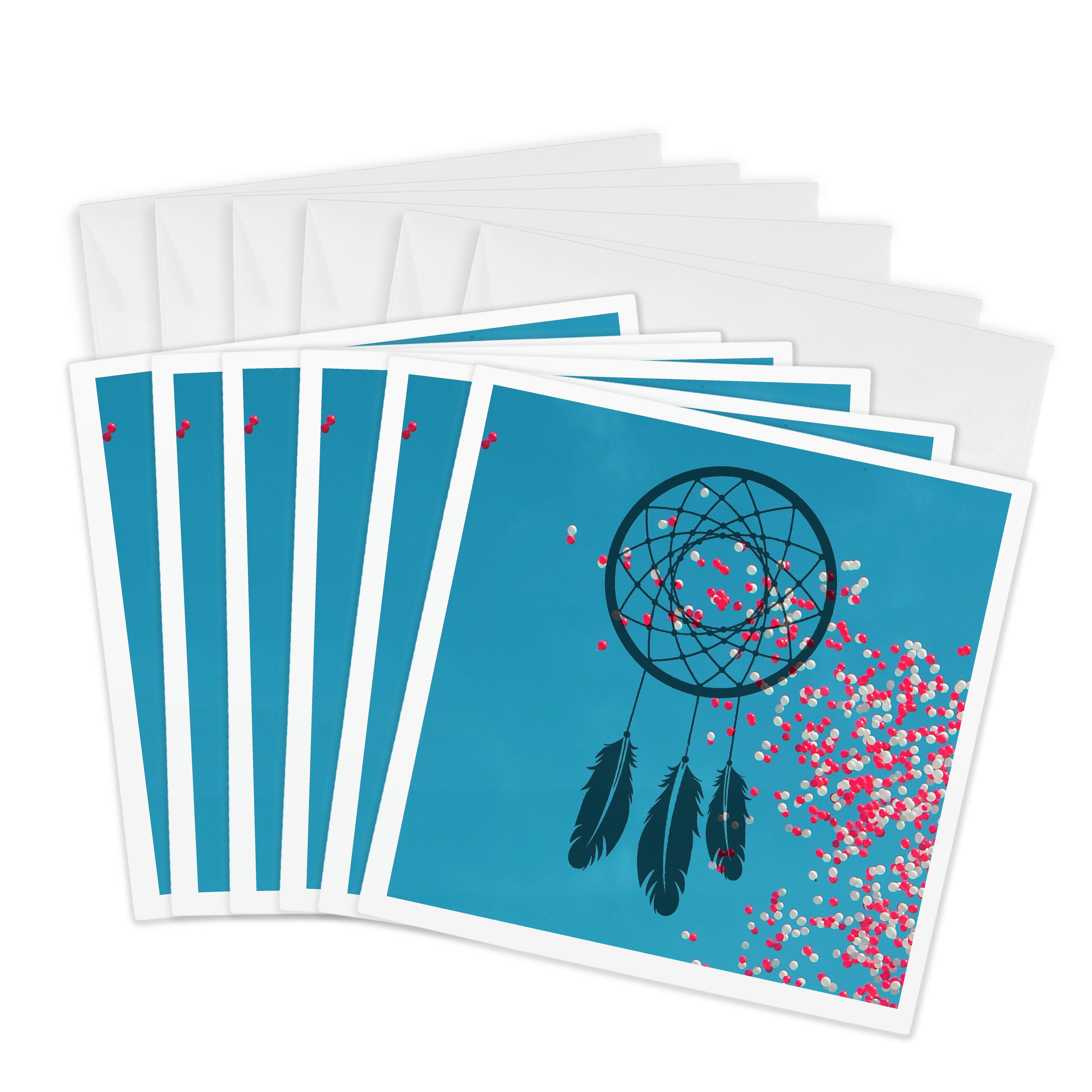3drose, Dream Catcher Blue Sky Red and White Balloon Background, 6 ...