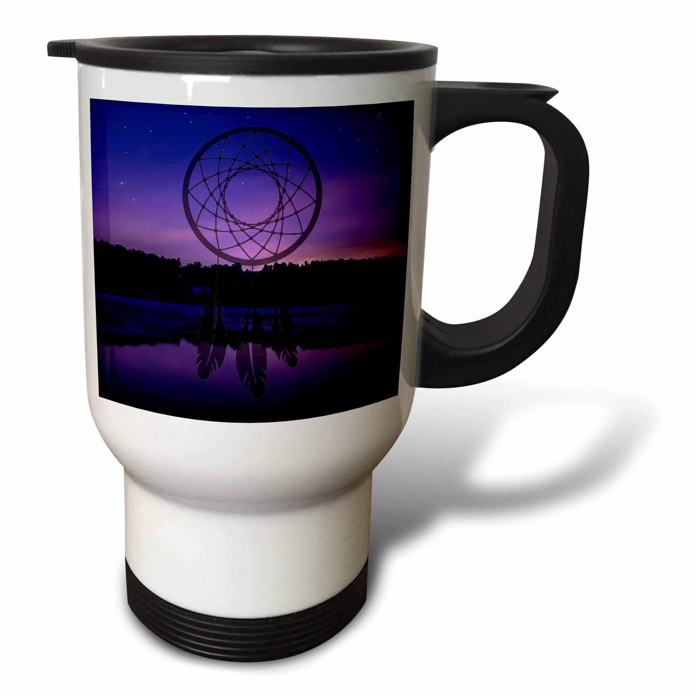 3drose, Dream Catcher Blue and Purple Starry Sky over Water Background ...