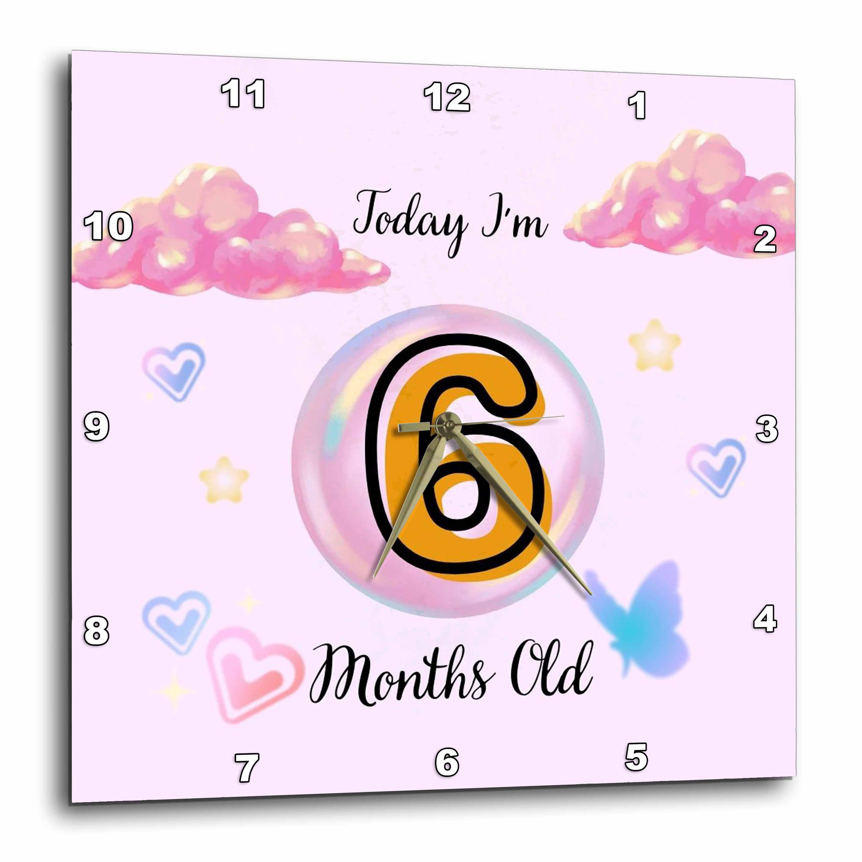 3drose, Dreamy Cute Background of Today I Am 6 Month Old, 10x10 Wall ...