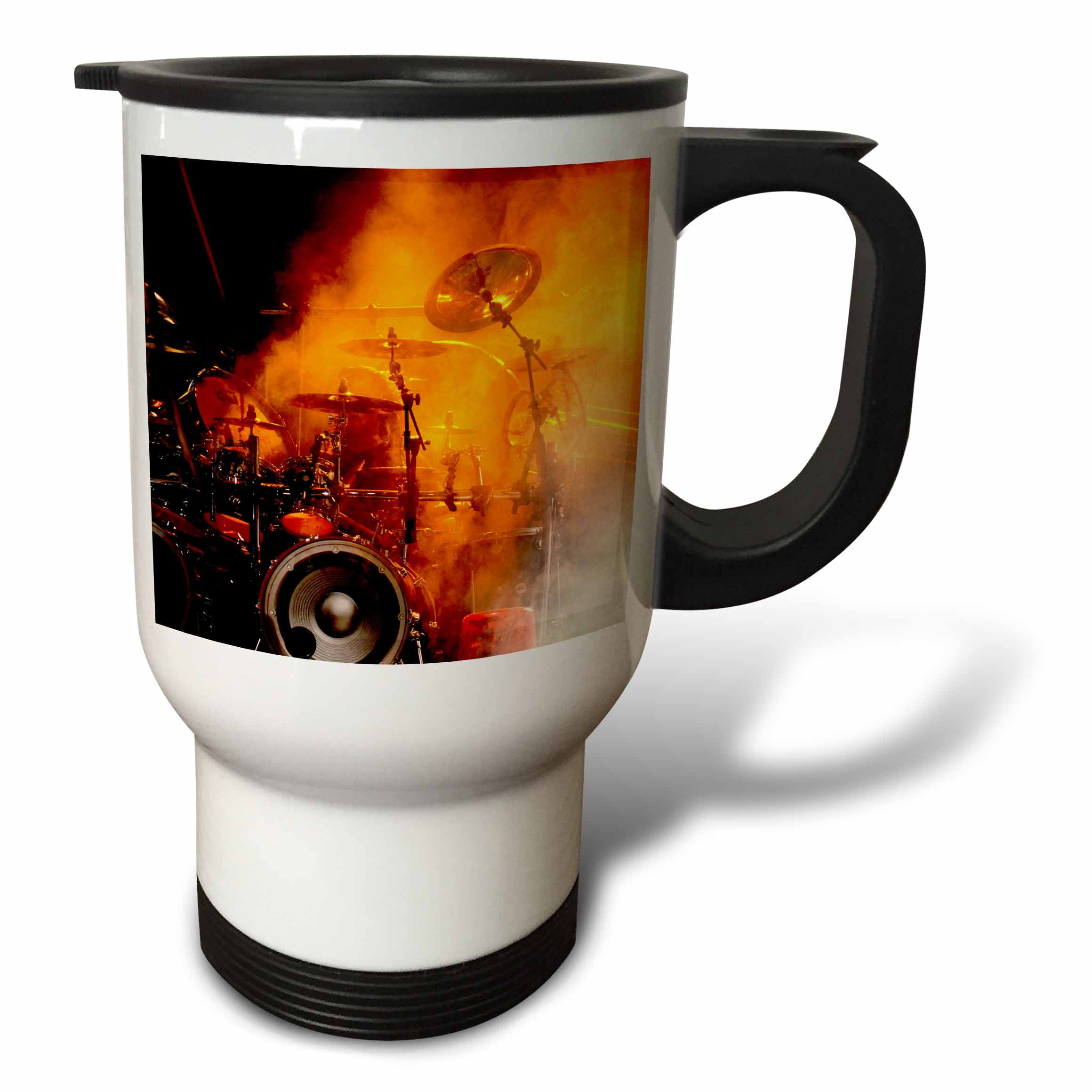 3drose, Drummer Orange Black Stage Music Musician Band, 14oz Stainless ...