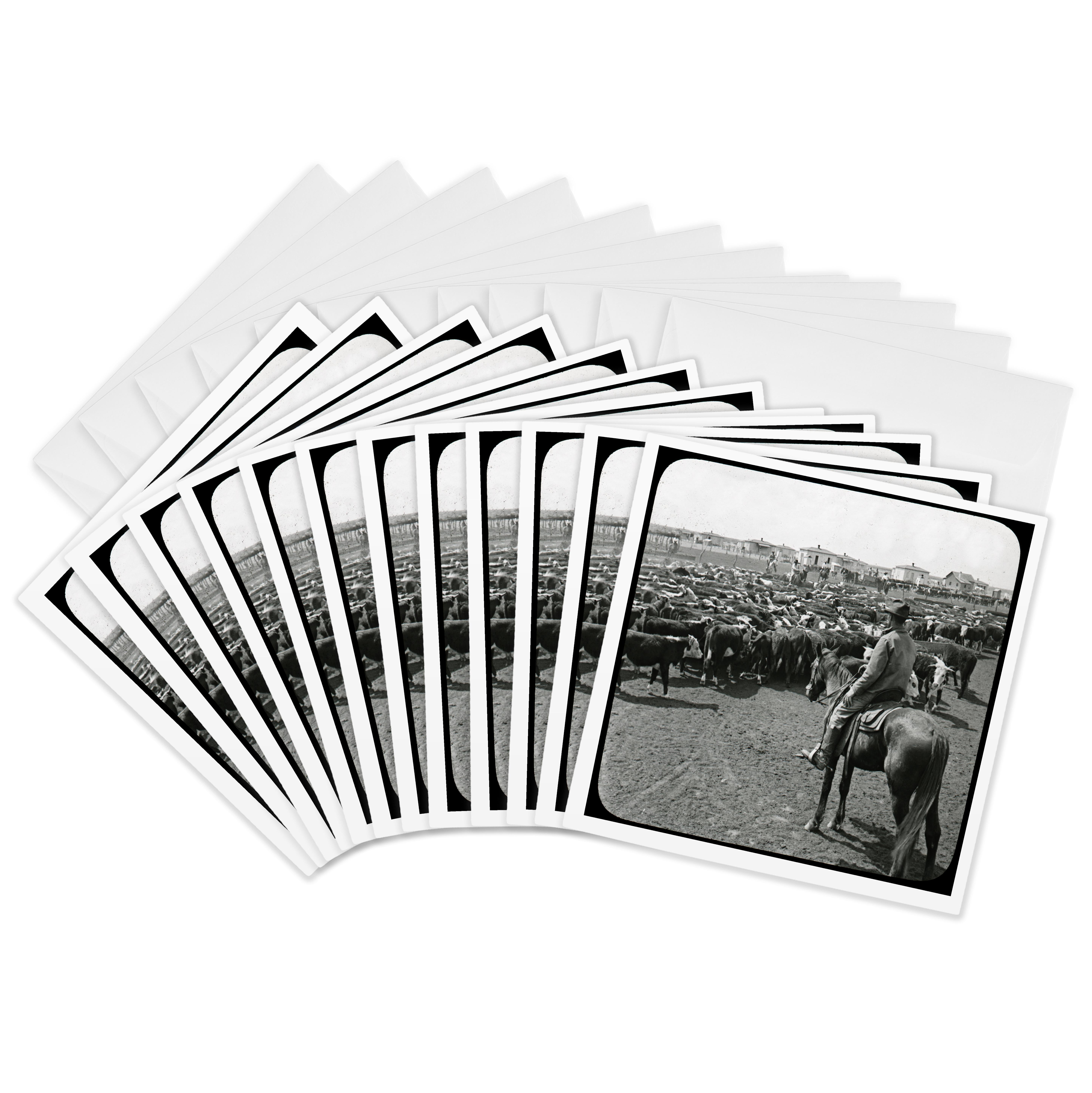 3drose, Early 1900s under a Big Blue Texas Sky Grayscale with Border ...