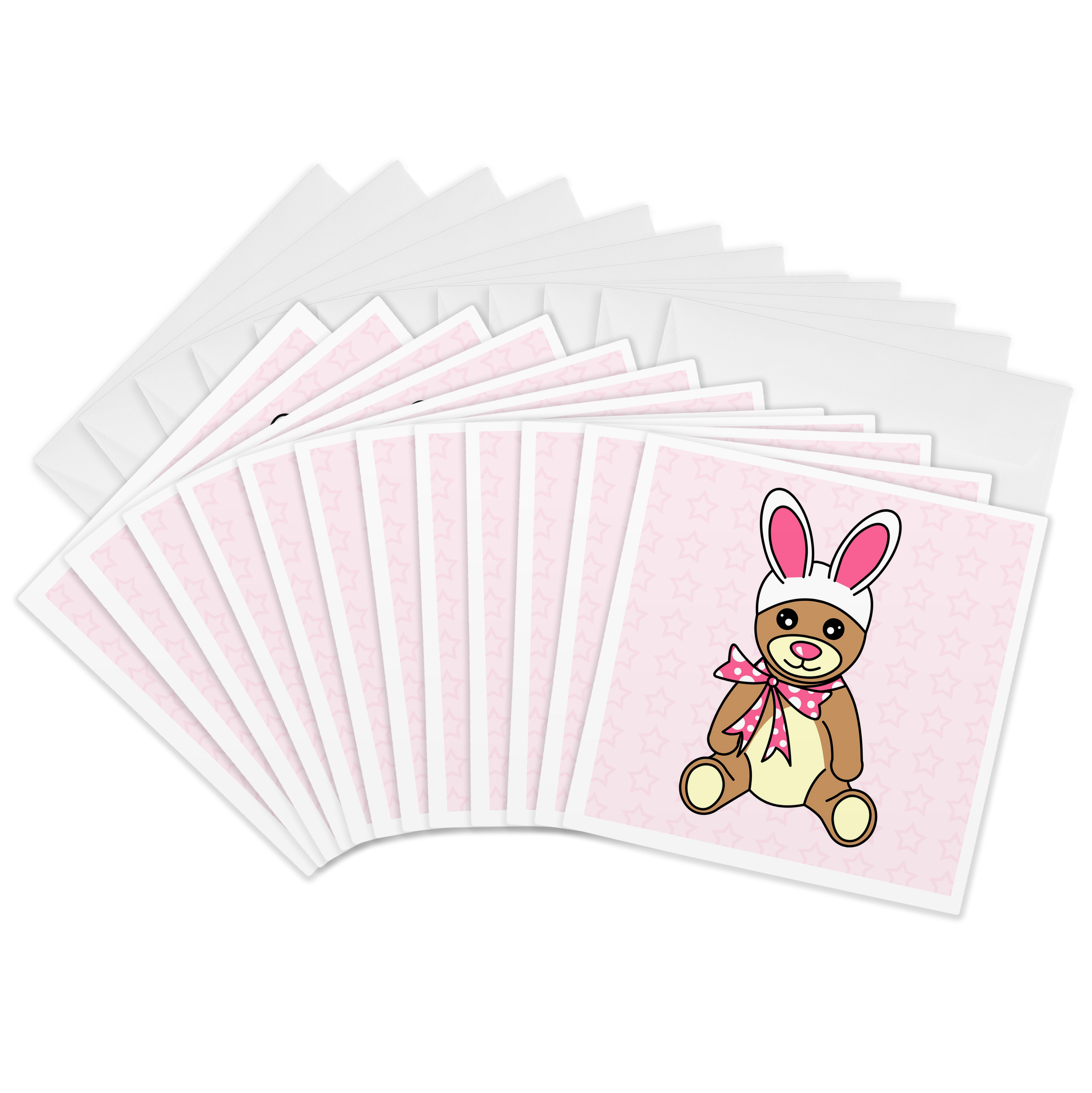 3drose, Easter Cute Easter Teddy Bear with Bunny Ears, 12 Greeting ...