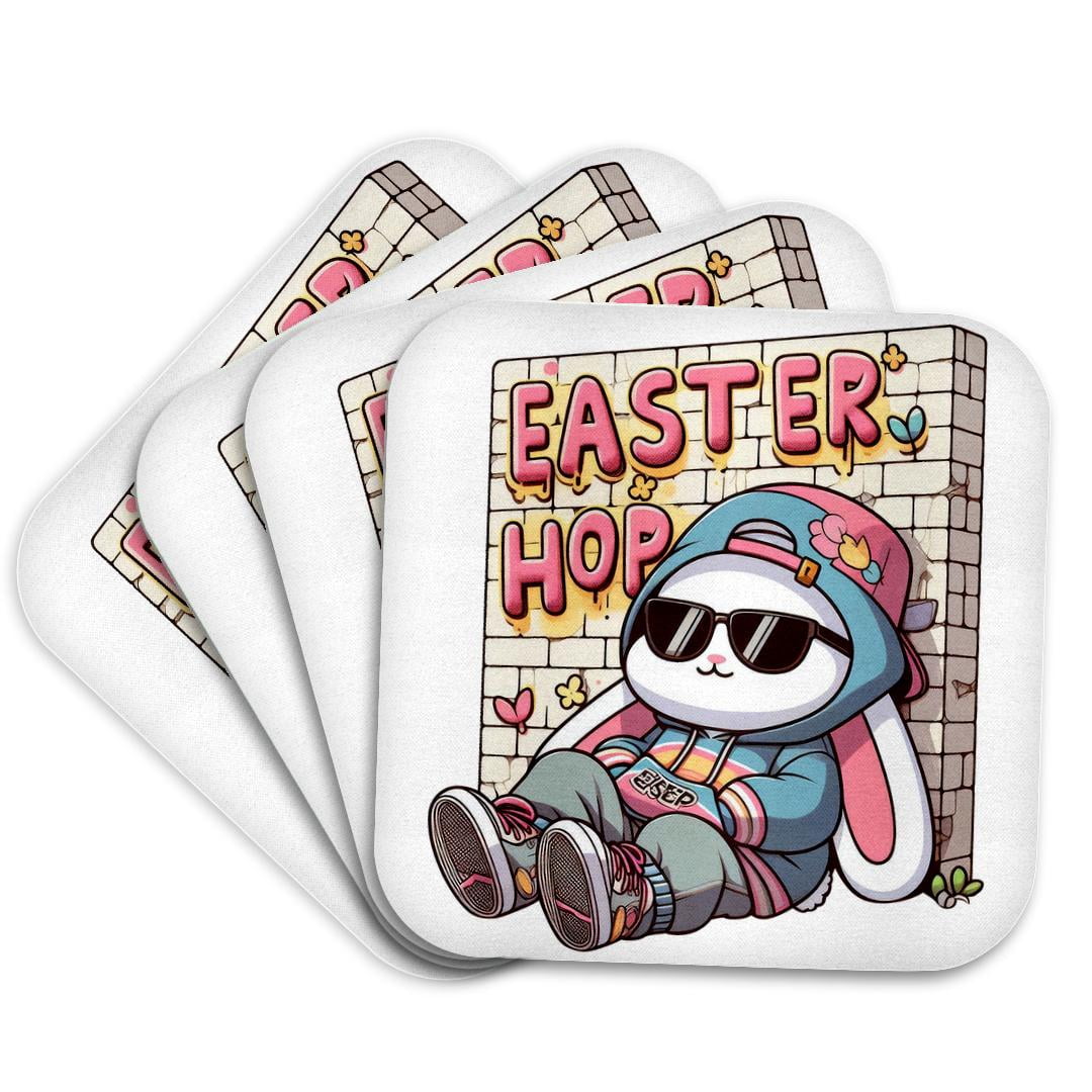 3drose, Easter Hop Text and a Funny Bunny Sits by the Brick Wall Gift ...