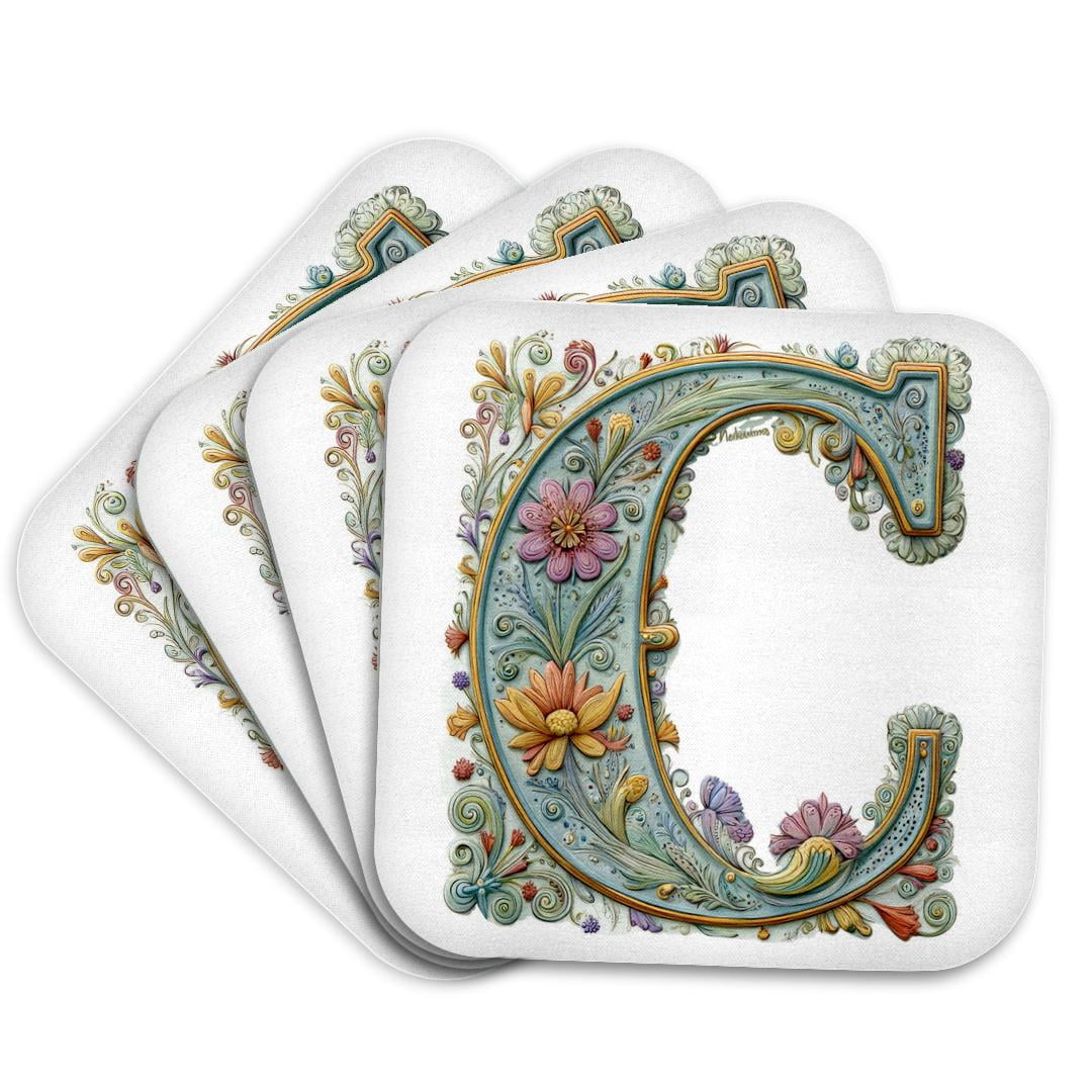 3drose, Easter Ornamental Monogram C, Set of 4 Coasters - Cork ...