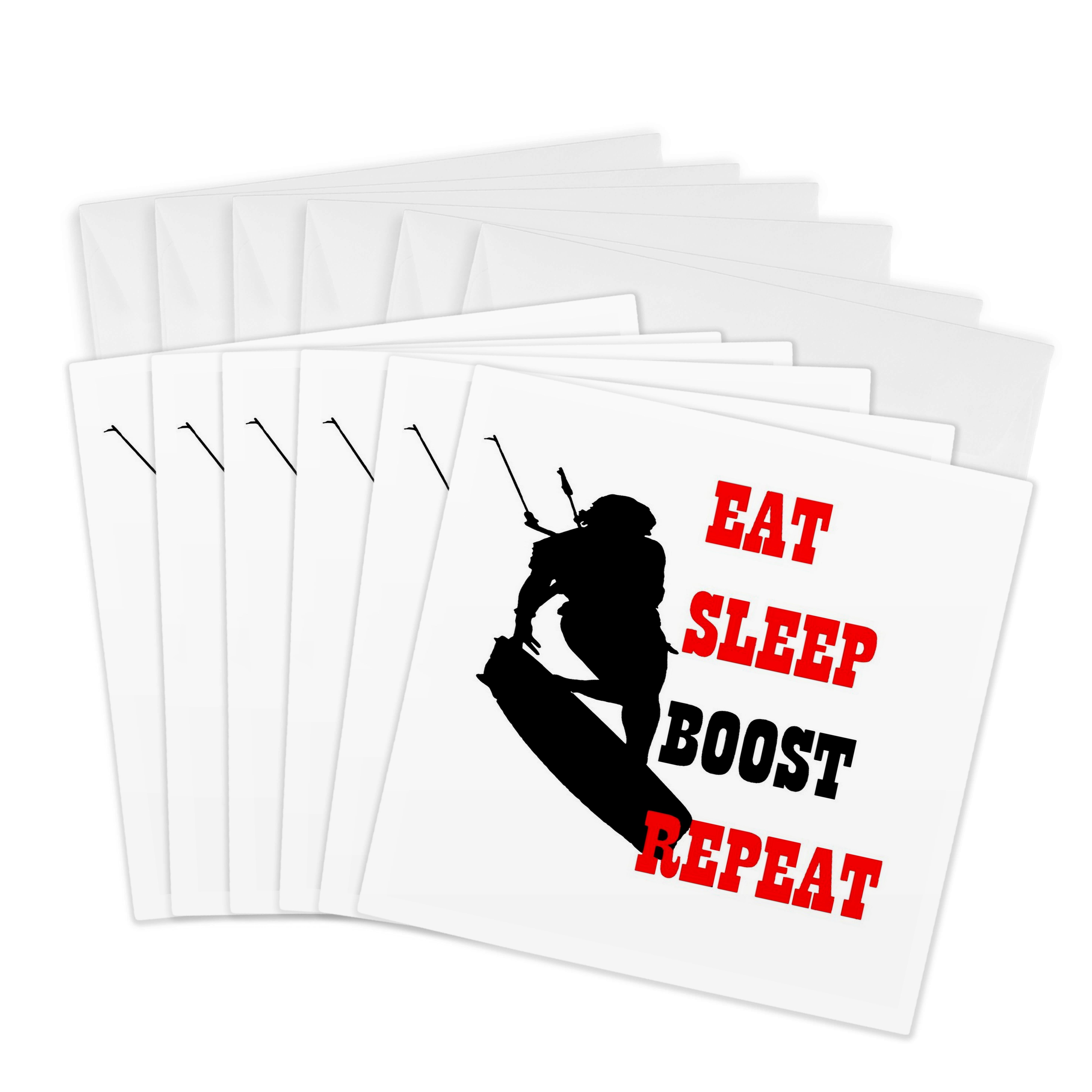 3drose, Eat Sleep Boost Repeat Kitebeach Black and Red, 6 Greeting ...