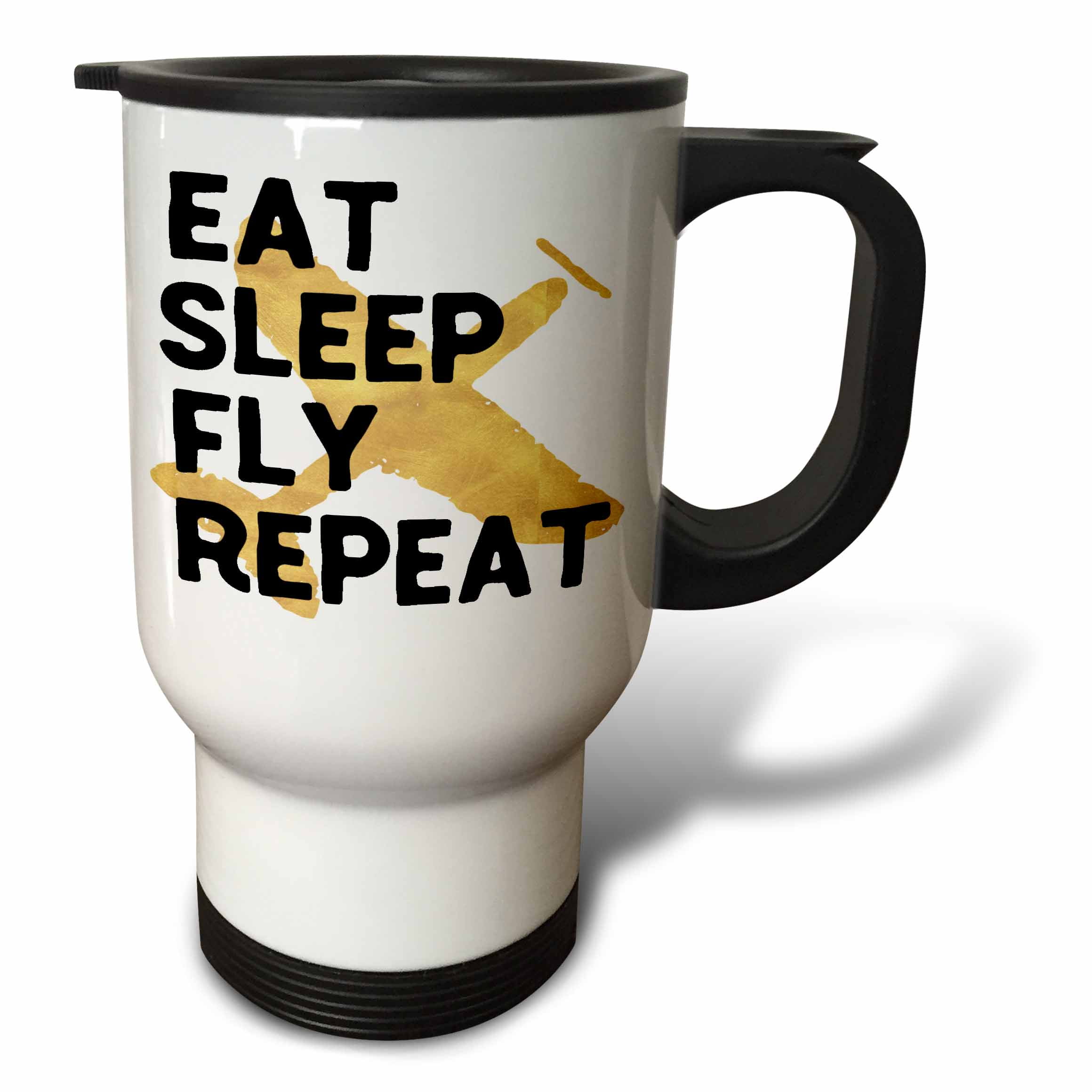 3drose, Eat Sleep Fly Repeat with an Image of a Gold Color Airplane ...