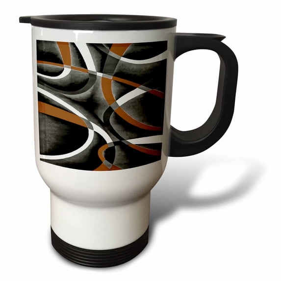 3drose, Eighties Orange White Grey Line Curve Pattern on Black, 14oz ...