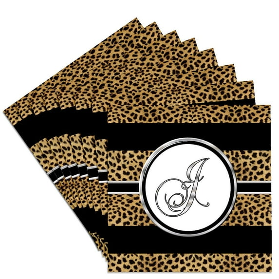 3drose, Elegant Cheetah Animal Print Monogram Letter J, Set of 8 ...