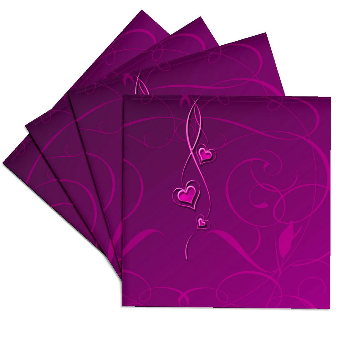 3drose, Elegant Dangling Hearts on Vine Design, Fuschia Pink, Set of 4 ...