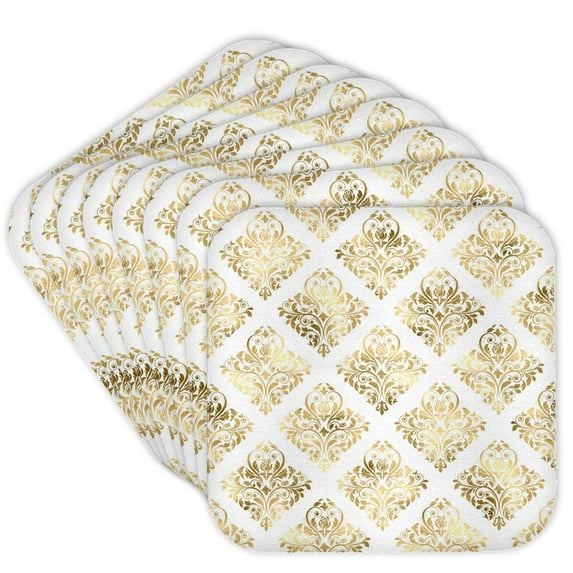 3drose, Elegant Gold Color Diamond Shapes Damask on White Pattern, Set ...