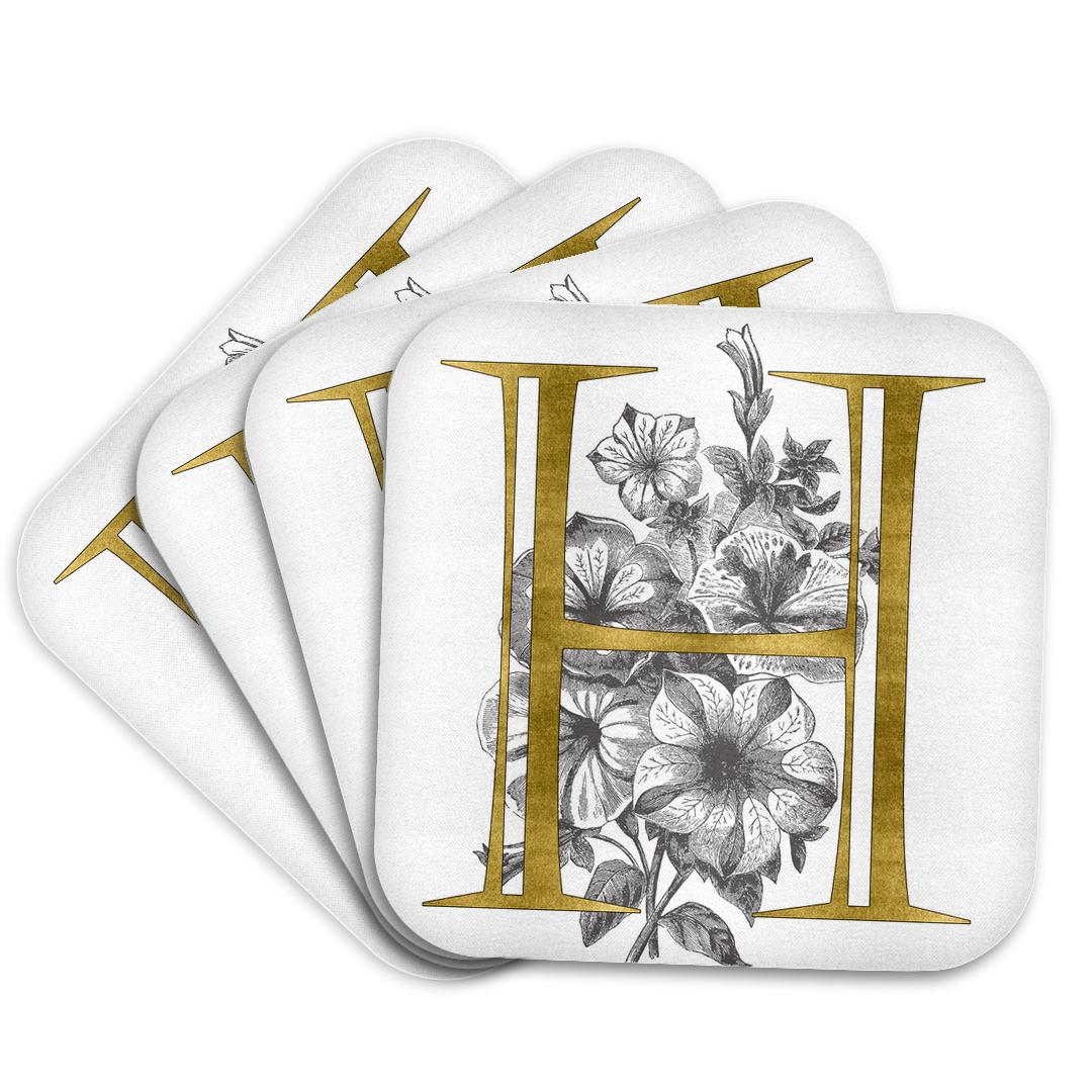 3drose, Elegant Image of Gold Monogram Initial H with Black and White ...