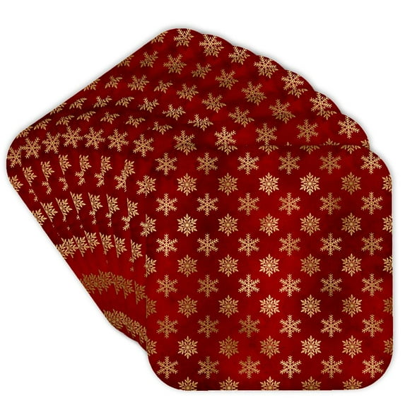 3drose, Elegant Red and Image of Gold Fancy Snowflakes Pattern, Set of ...