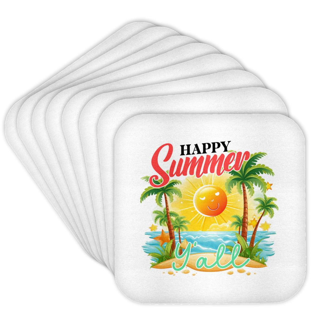 3drose, Elegant Tropical Happy Summer Design of Smiling Sun, Beach, Sea ...