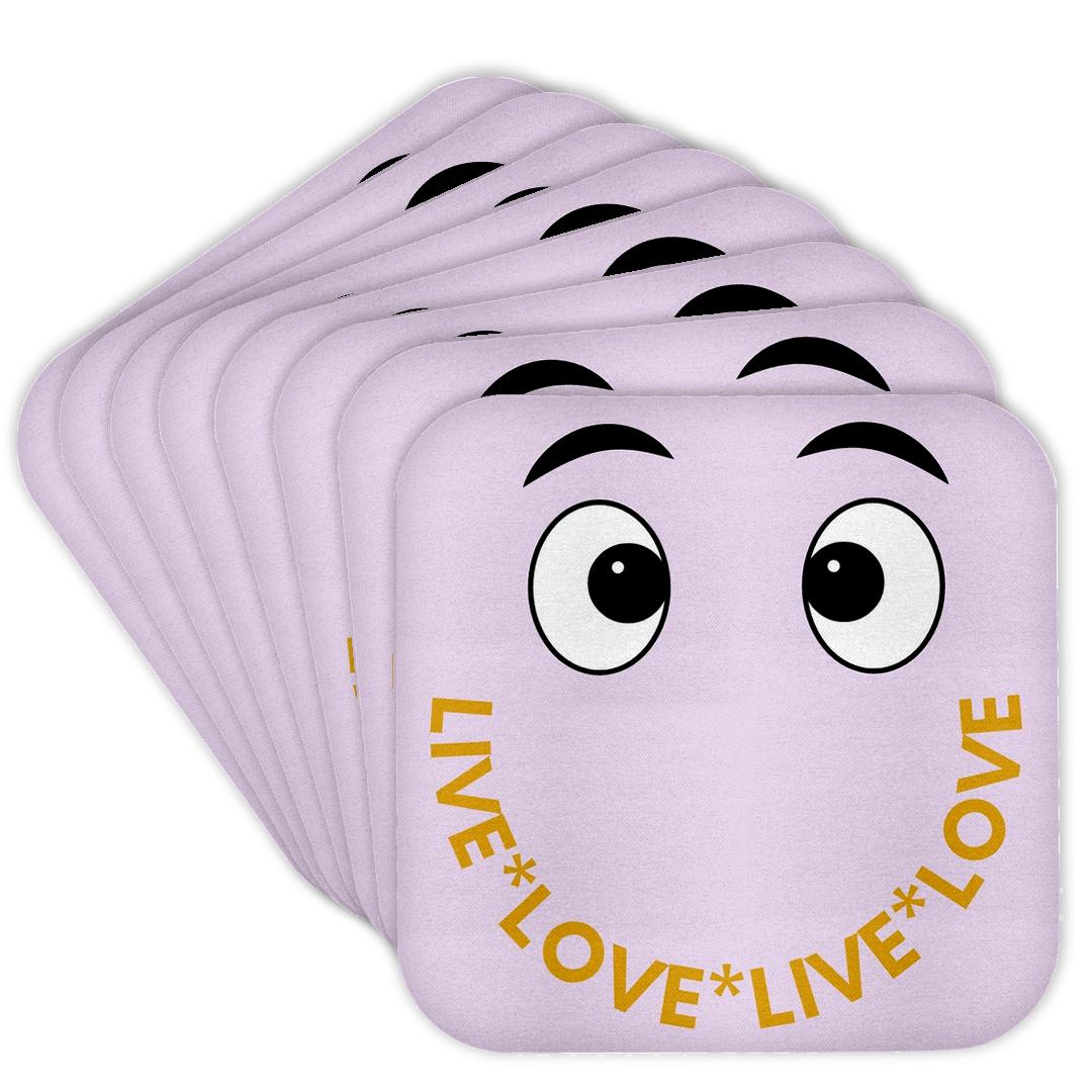 3drose, Emoji Eyes with Text of Live,love, Set of 8 Coasters - Cork ...
