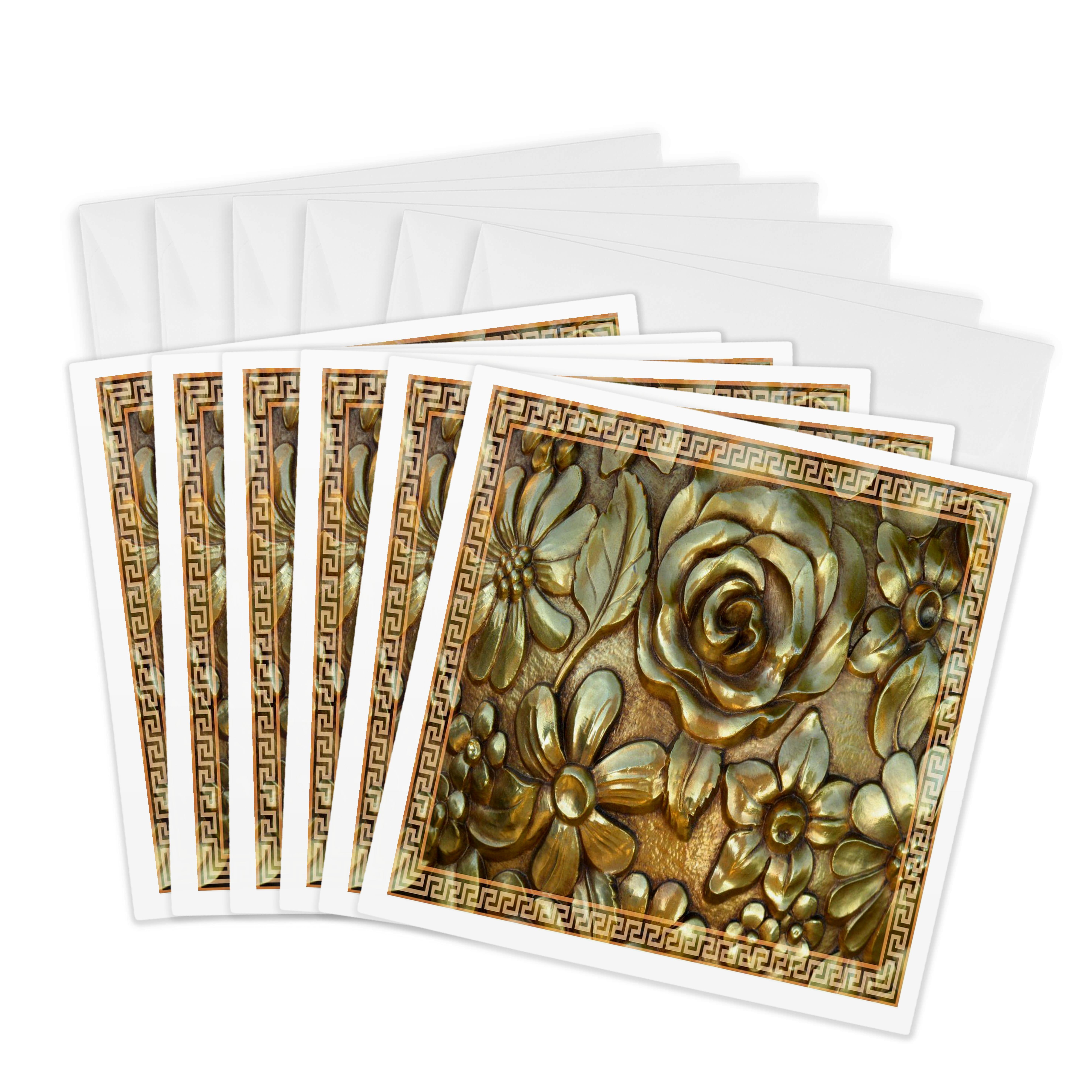 3drose, Engraved Rose Look Pattern, 6 Greeting Cards with Envelopes ...