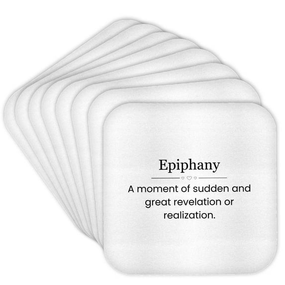 3drose, Epiphany and Its Meaning Typography, Set of 8 Coasters - Cork ...