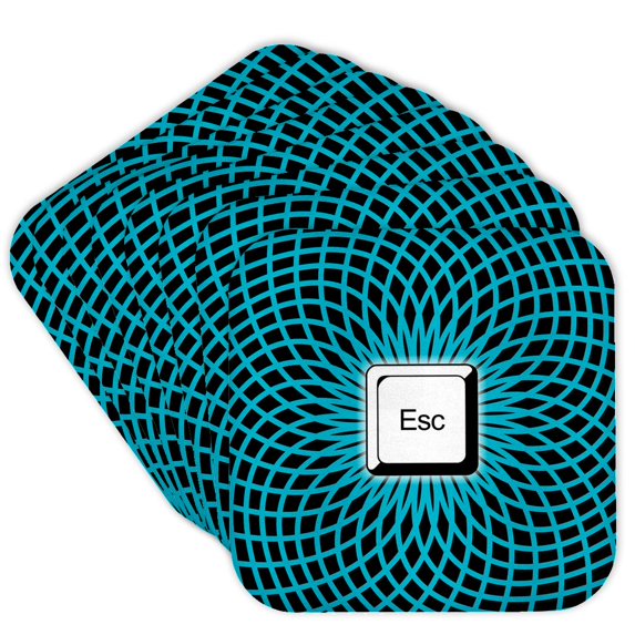 3drose, Escape- Hypnotic Blue Geometric Symmetry under White Keyboard ...