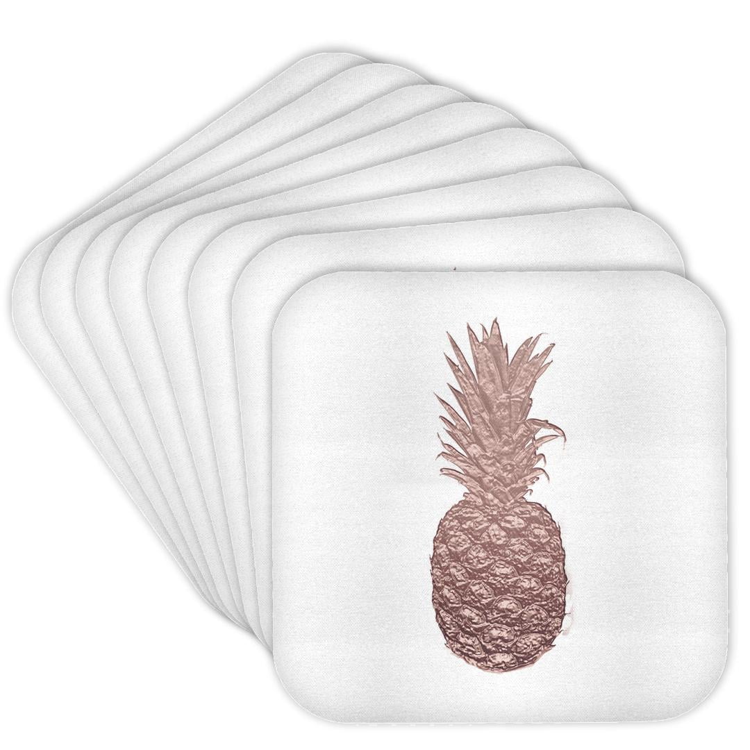 3drose, Exotic Rose Gold Metallic Pineapple, Set of 8 Coasters - Soft ...