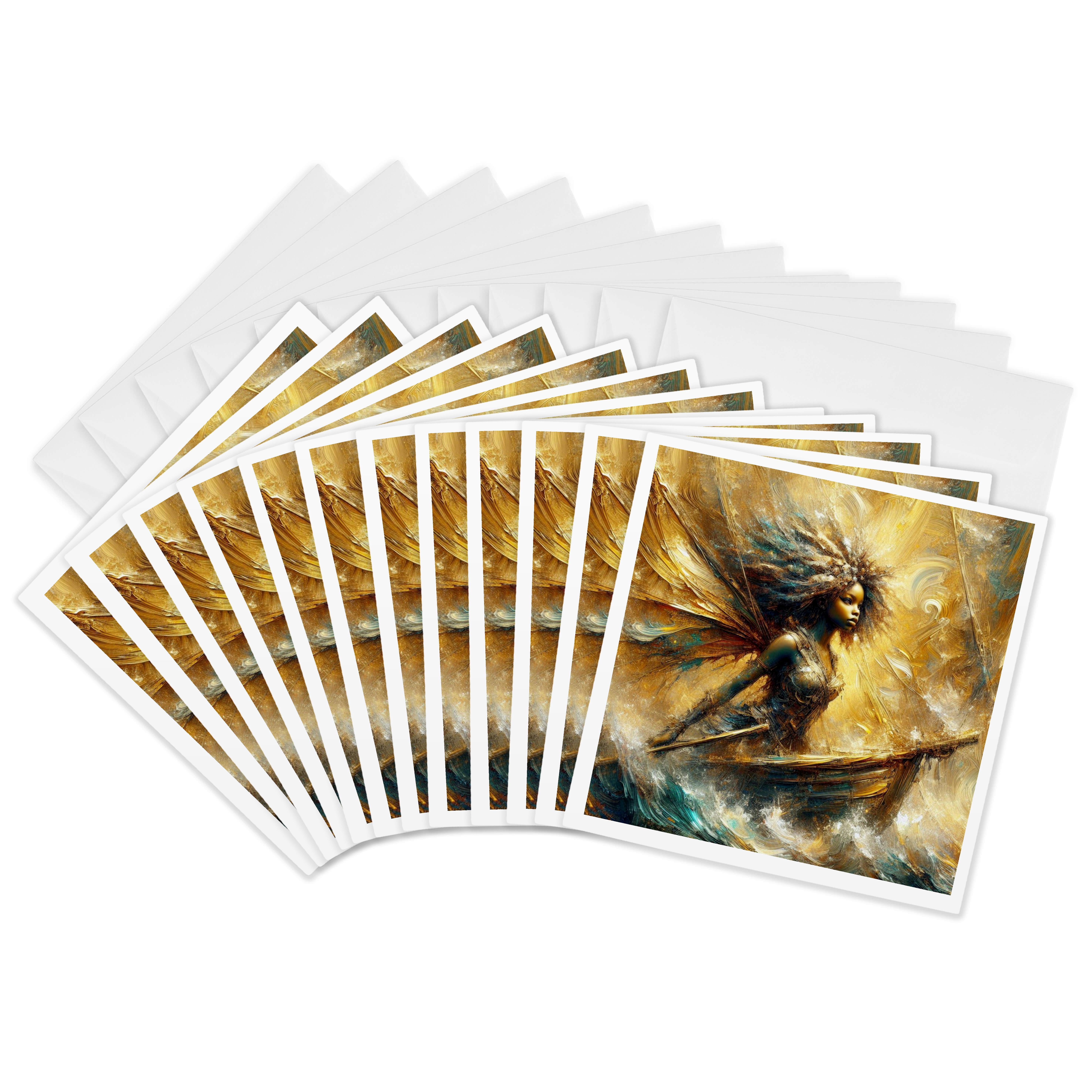 3drose, Fairy on a Golden Boat, 12 Greeting Cards with Envelopes ...