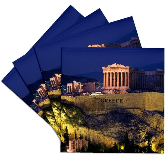 3drose, Famous Acropolis in Greece, Set of 4 Ceramic Tile Coasters ...