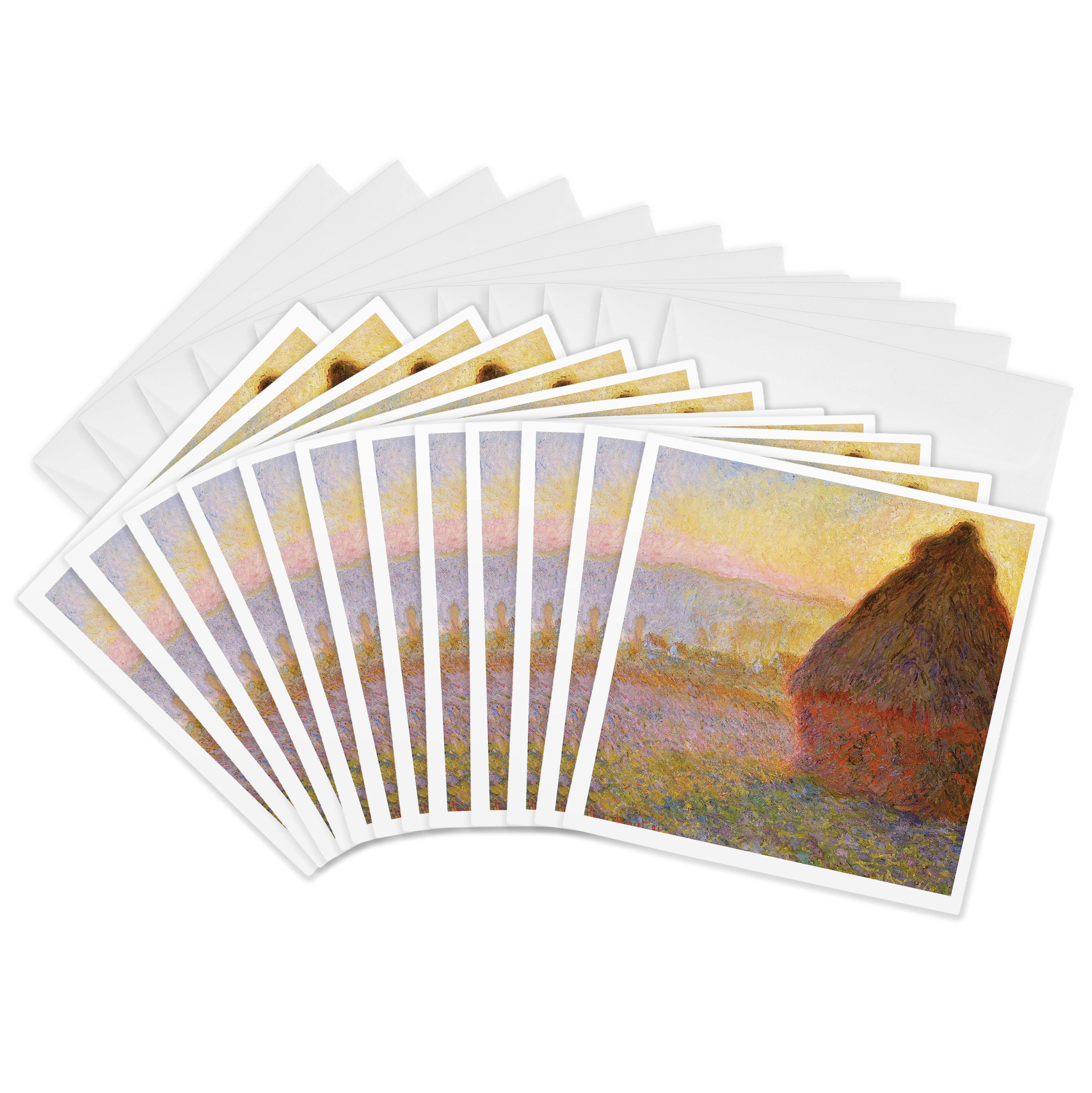 3drose, Famous Monet Painting Graystacks 1891, 12 Greeting Cards with ...
