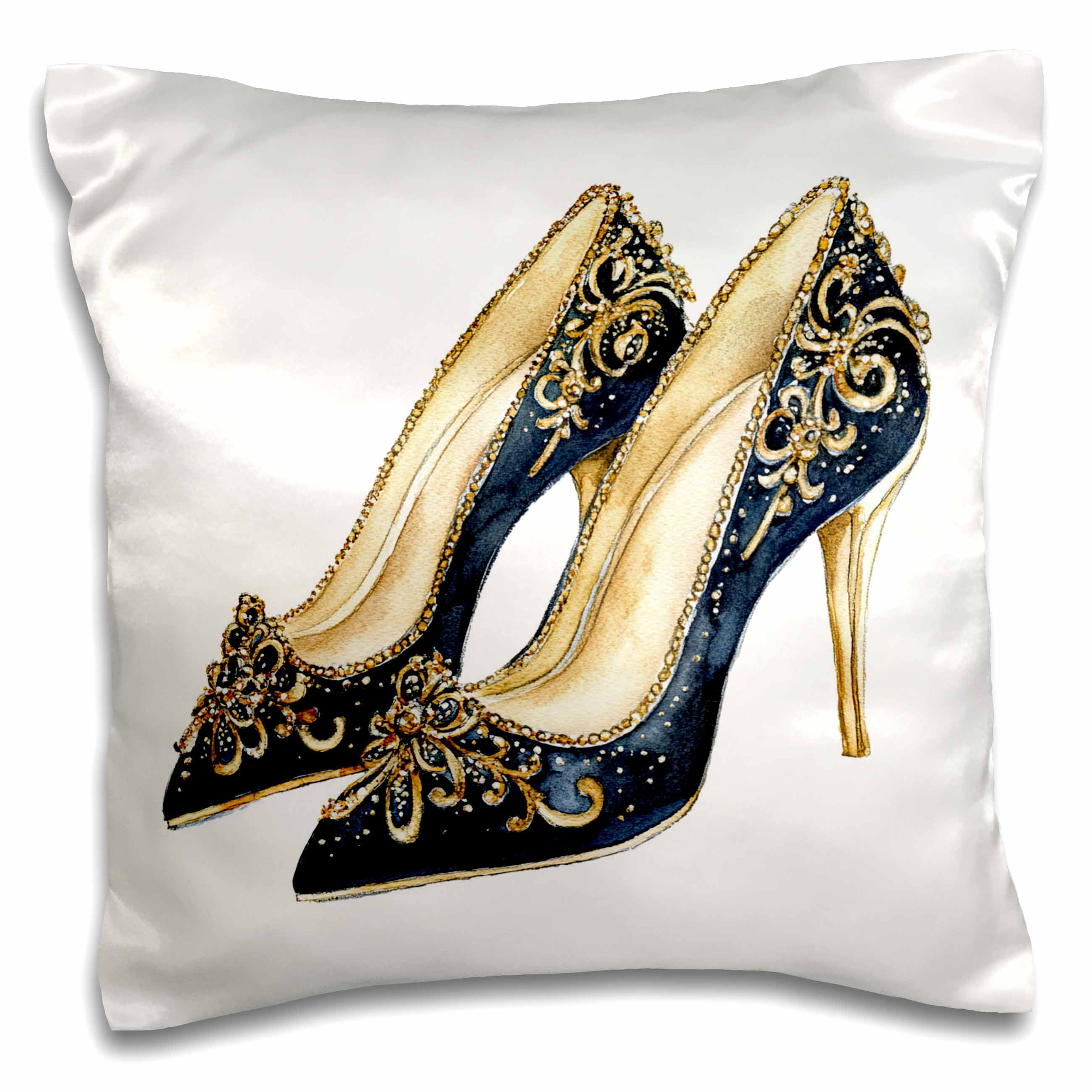 3drose, Fancy Black and Image of Gold Formal High Heel Shoes, 16x16 ...