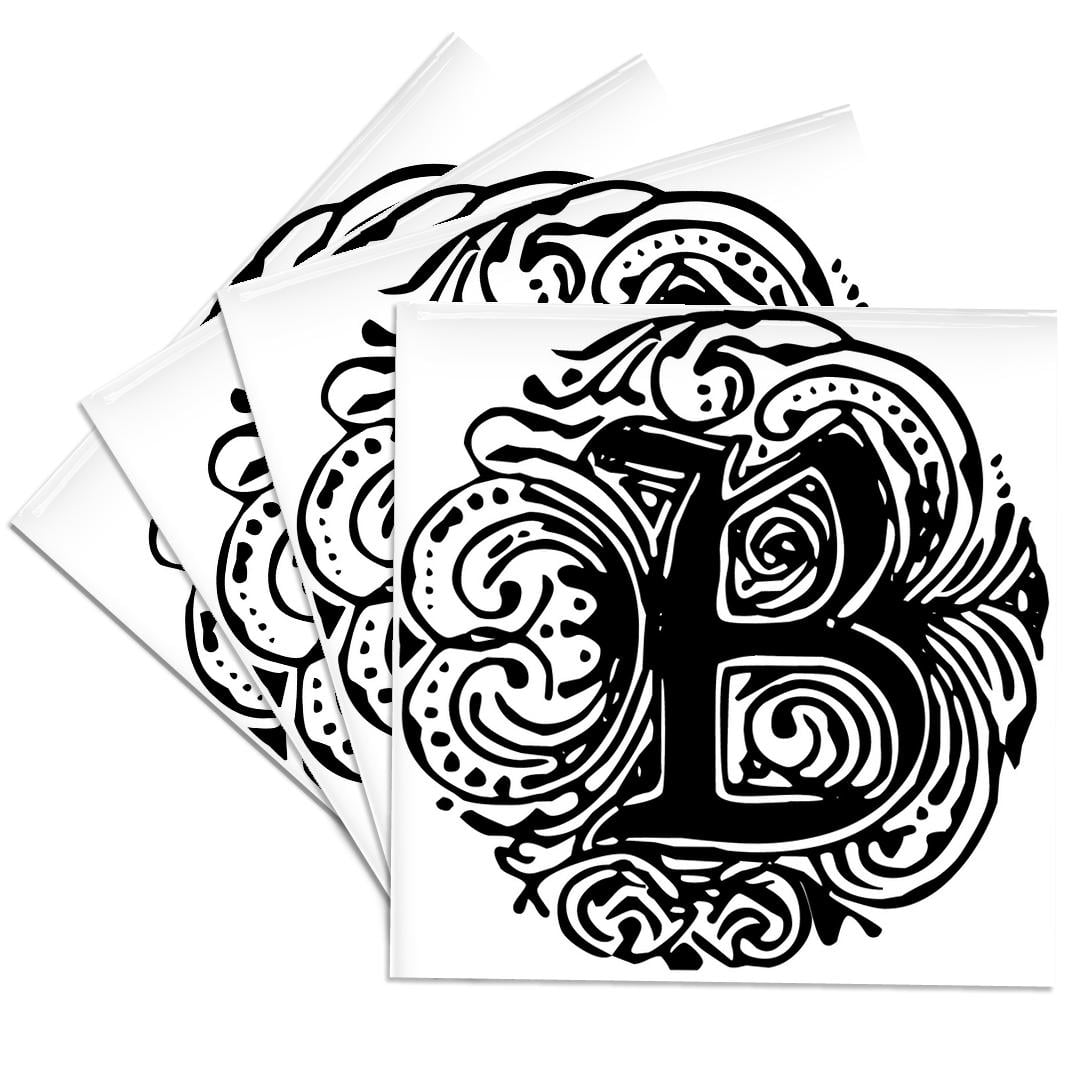 3drose, Fancy Letter B, Set of 4 Ceramic Tile Coasters - Walmart.com