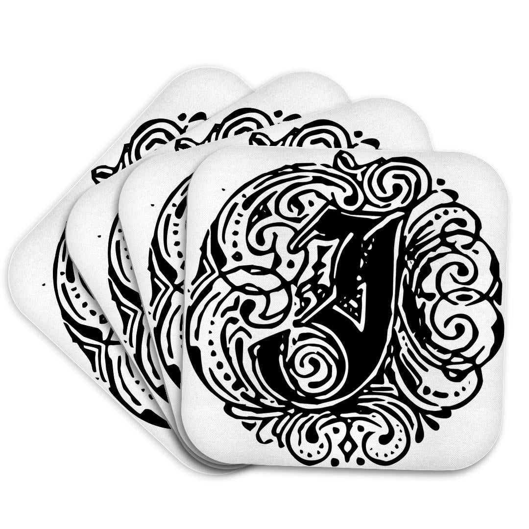 3drose, Fancy Letter J, Set of 4 Coasters - Cork - Walmart.com