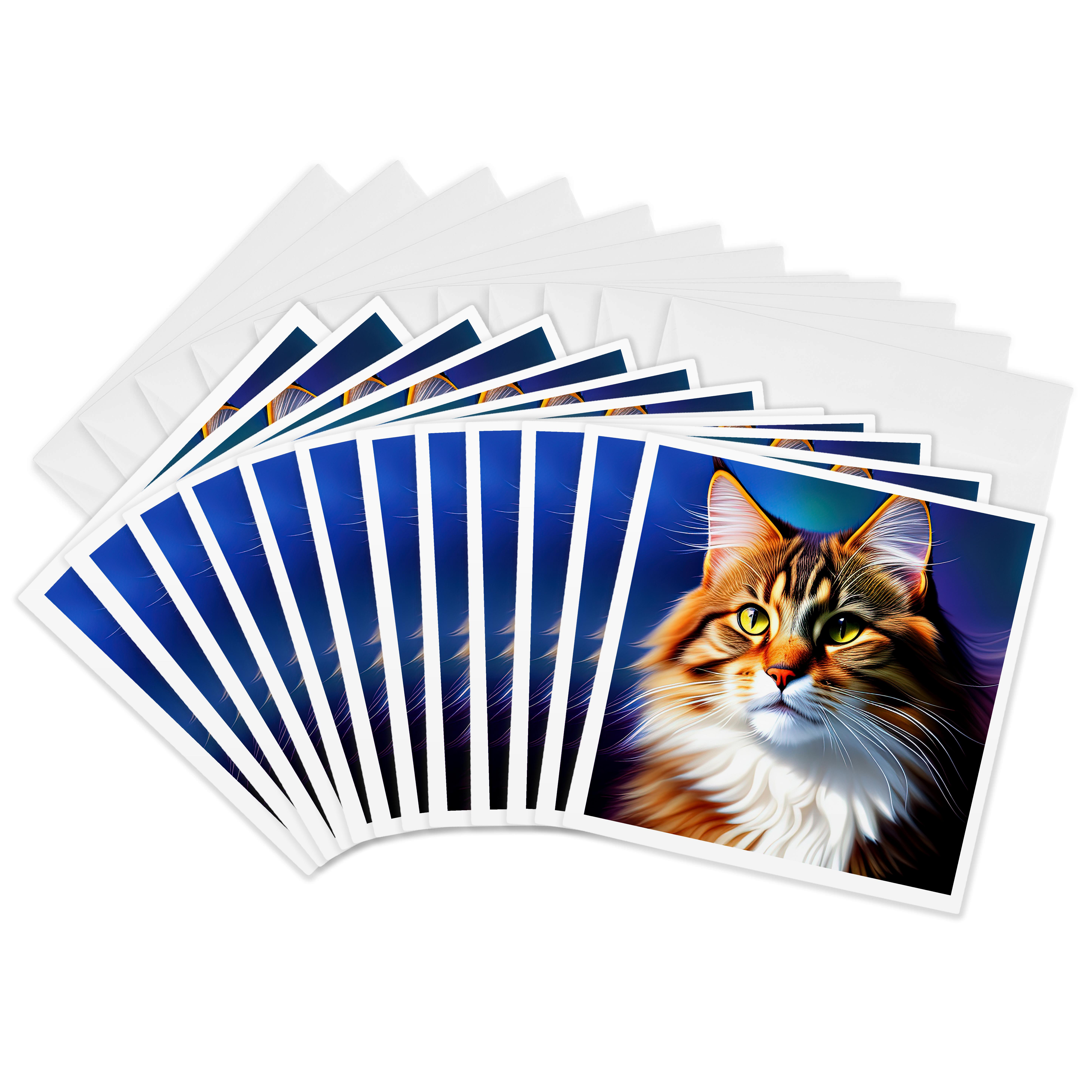 3drose, Fascinating Norwegian Forest Cat Face on Blue. Elegant Gifts ...
