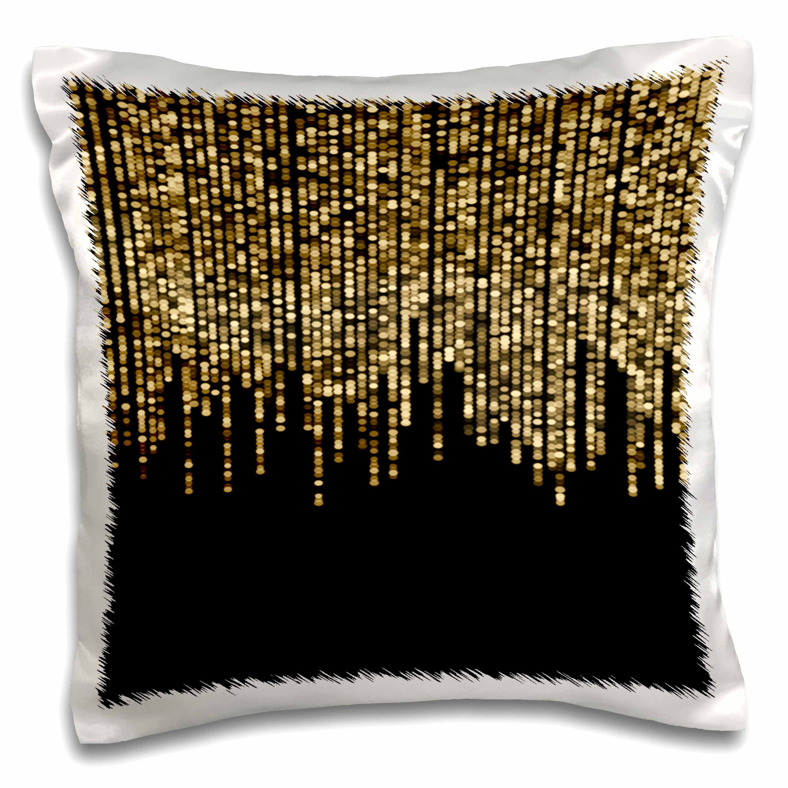 3drose, Faux Glitter String Lights on Black, 16x16 inch Pillow Case ...