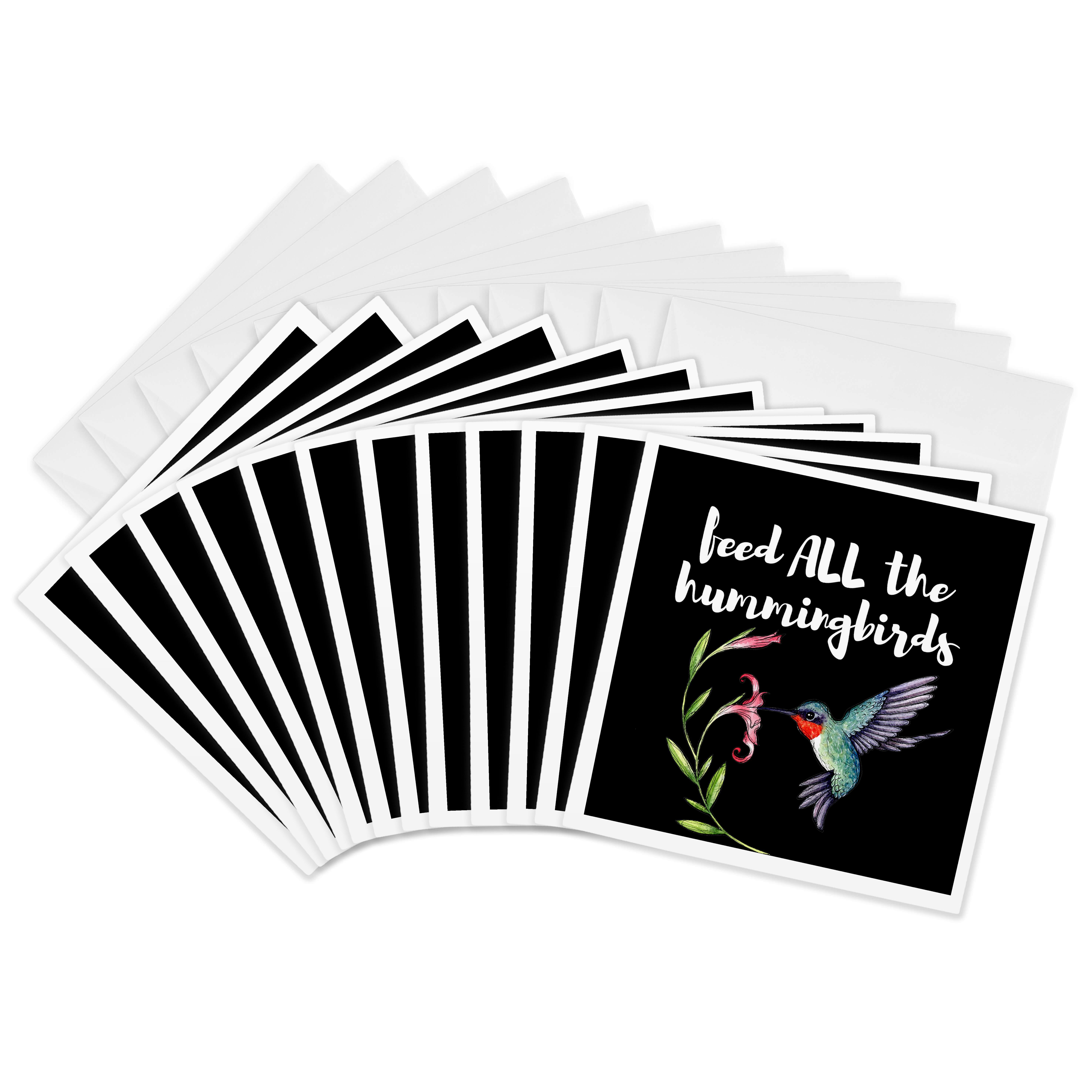 3drose, Feed All the Hummingbirds. White Cursive Letters on Black ...