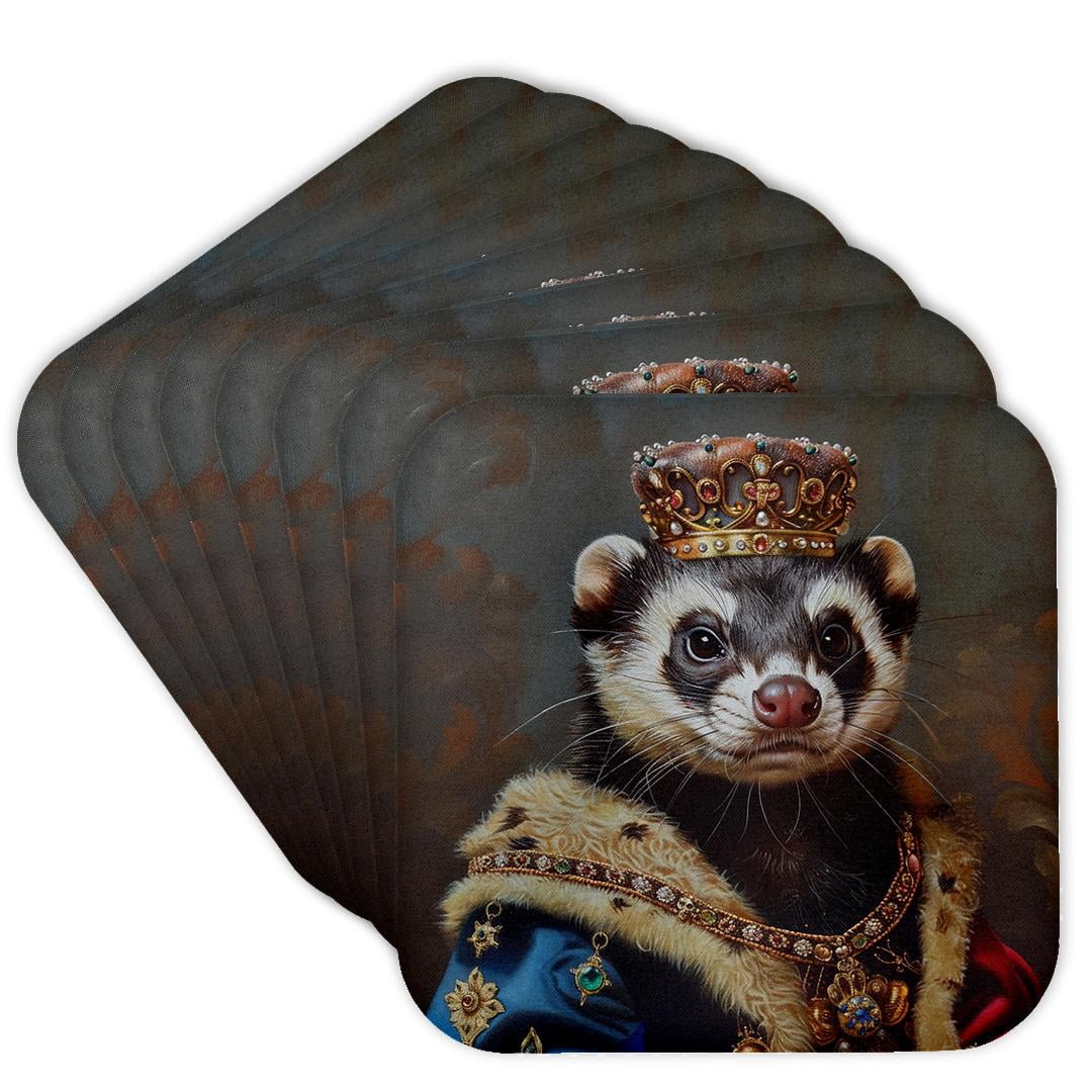 3drose, Ferret Royal Portrait Majesty, Set of 8 Coasters - Cork ...