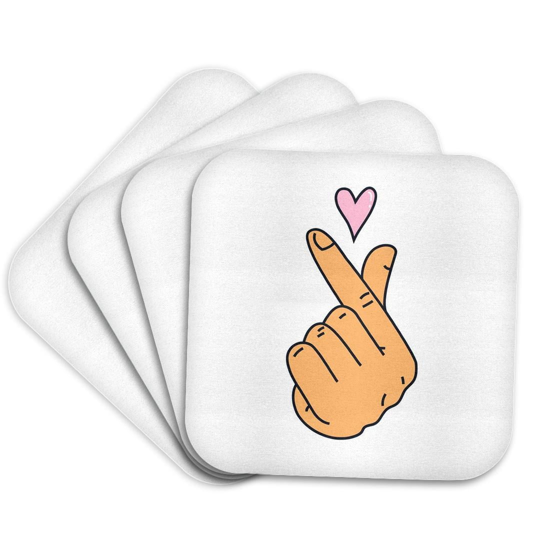 3drose, Finger Heart K-pop Hand Sign, Set of 4 Coasters - Cork ...