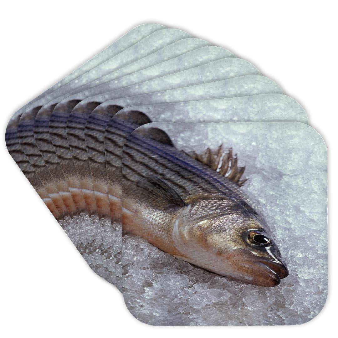 3drose, Fishing Striped Sunshine Bass Fish Fisherman Angler, Set of 8 ...