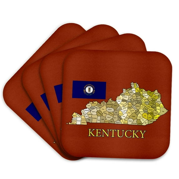 3drose, Flag and Map of Kentucky Counties in Colors, Brick Red ...