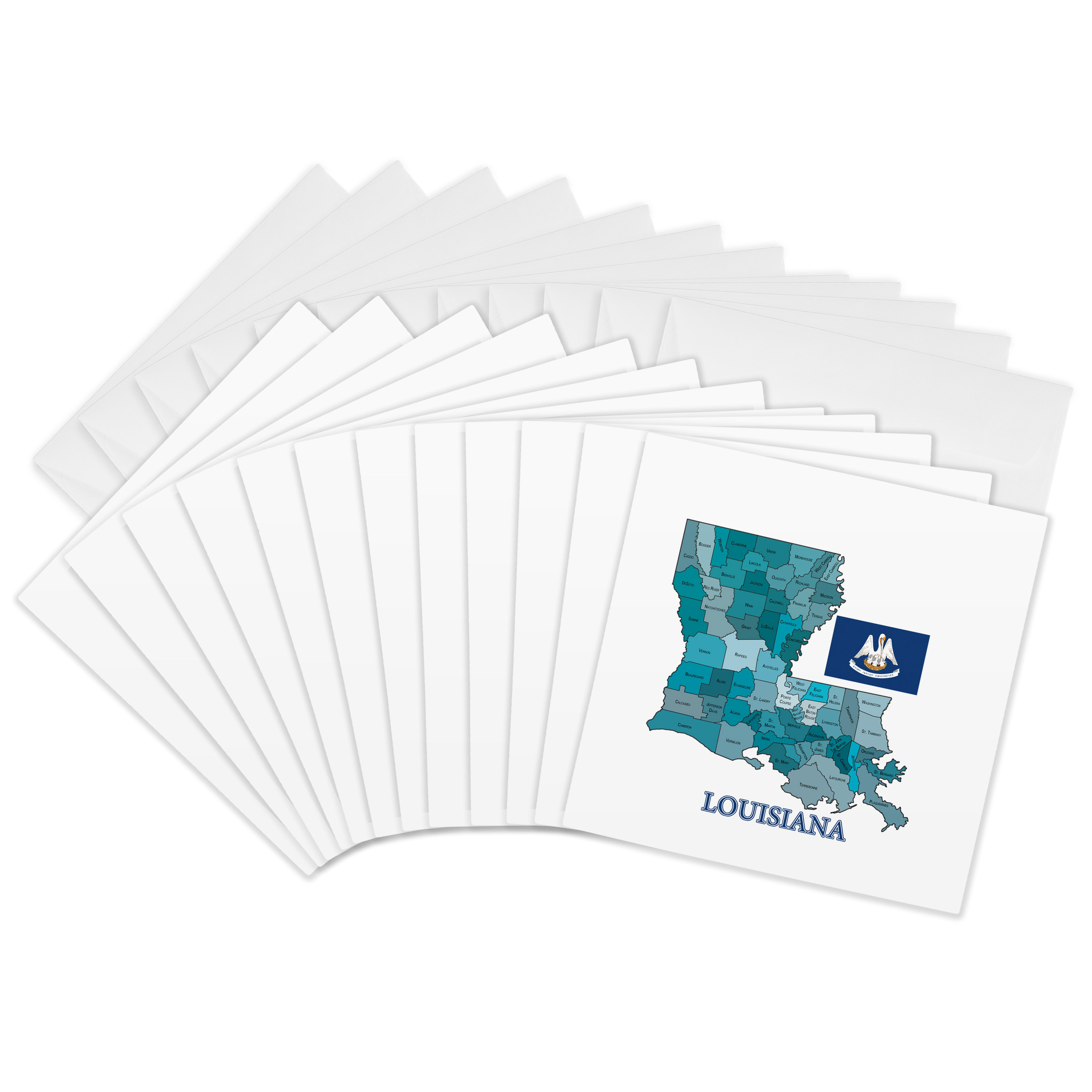 3drose, Flag and Map of Louisiana with Each Parish Labeled and Colored ...