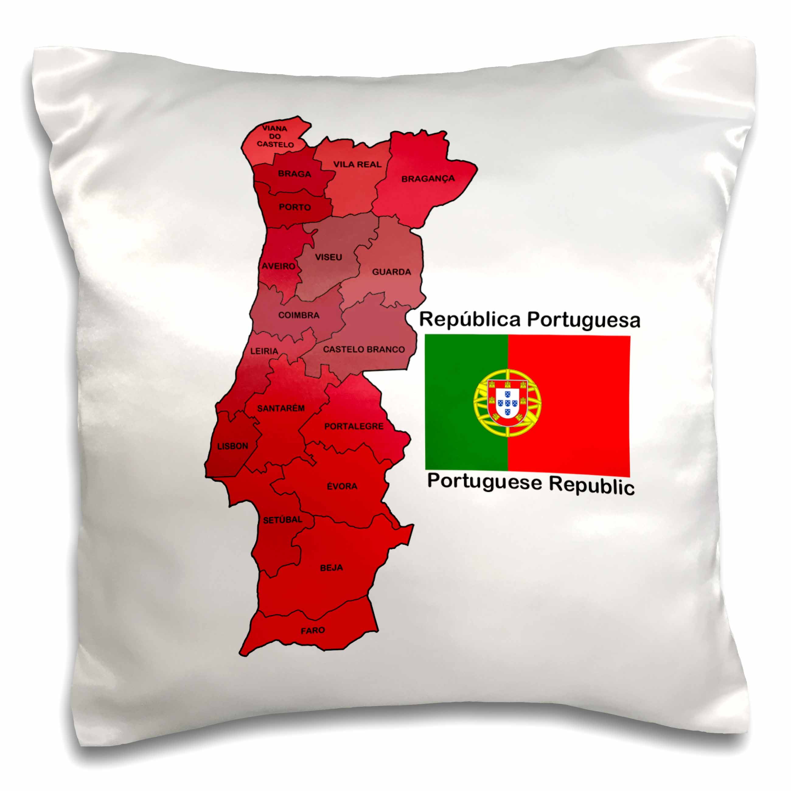 3drose, Flag and Map of Portugal with All the Districts Identified by ...