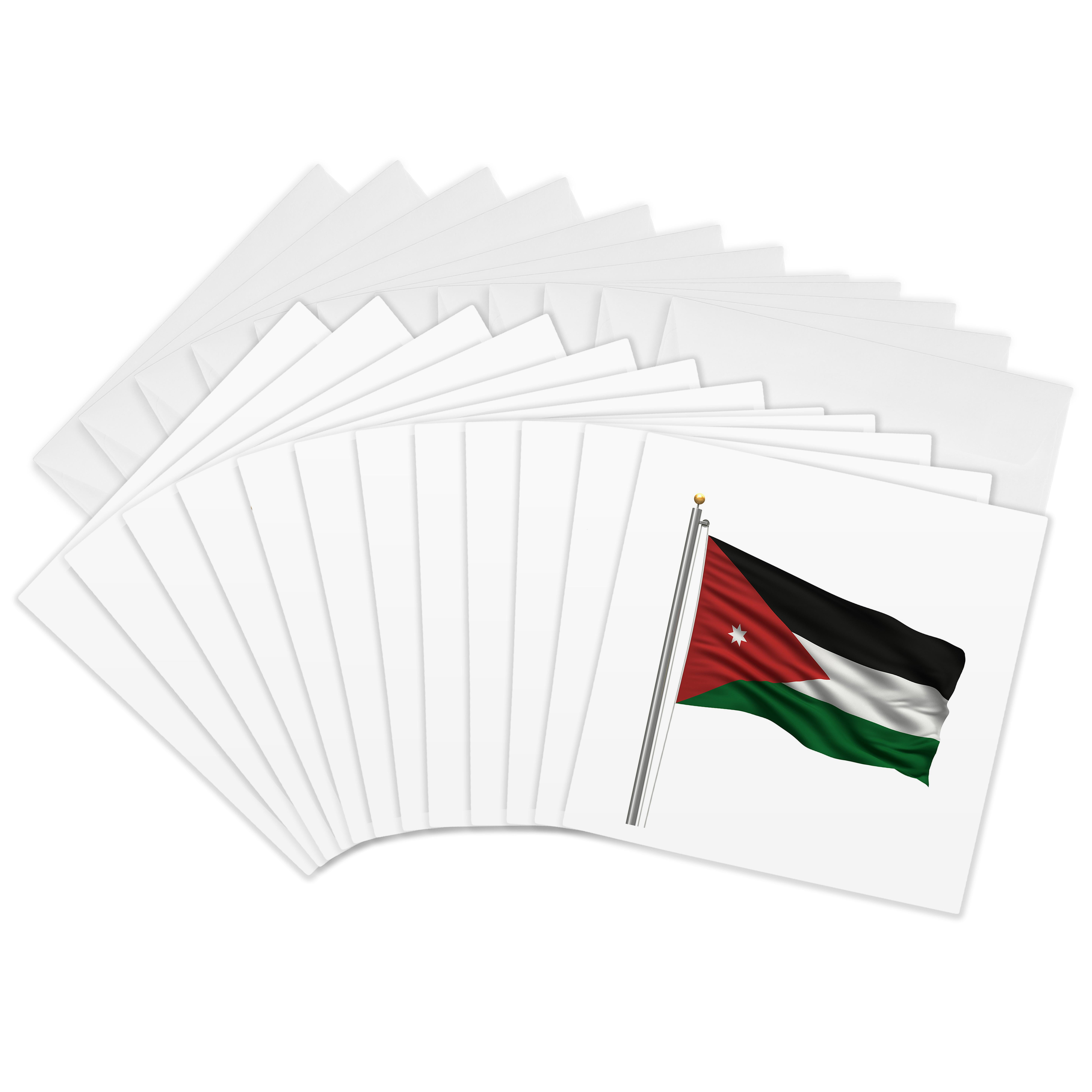 3drose, Flag of Jordan on a Flag Pole over White Jordanian, 12 Greeting ...