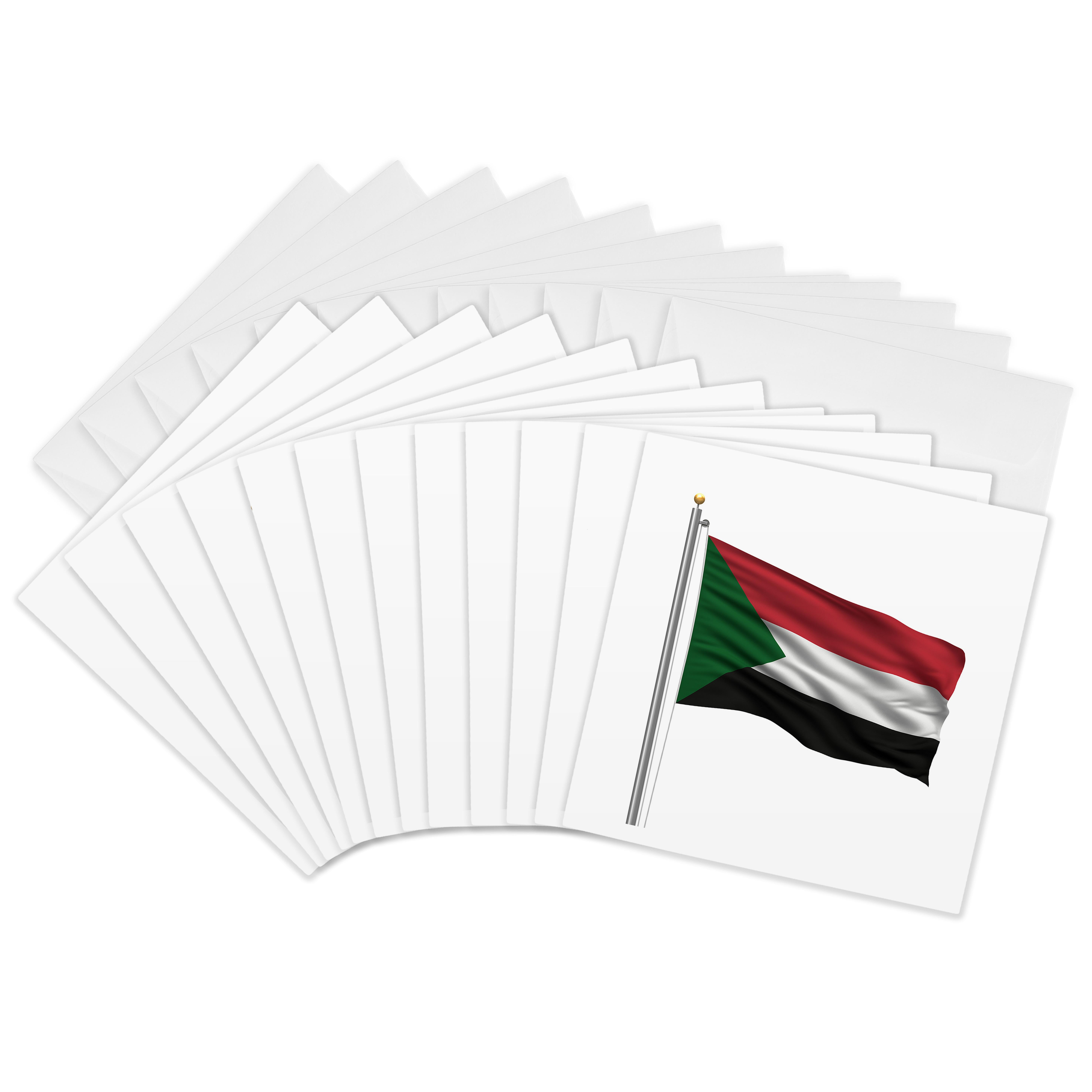 3drose, Flag of Sudan on a Flag Pole over White Sudanese, 12 Greeting ...