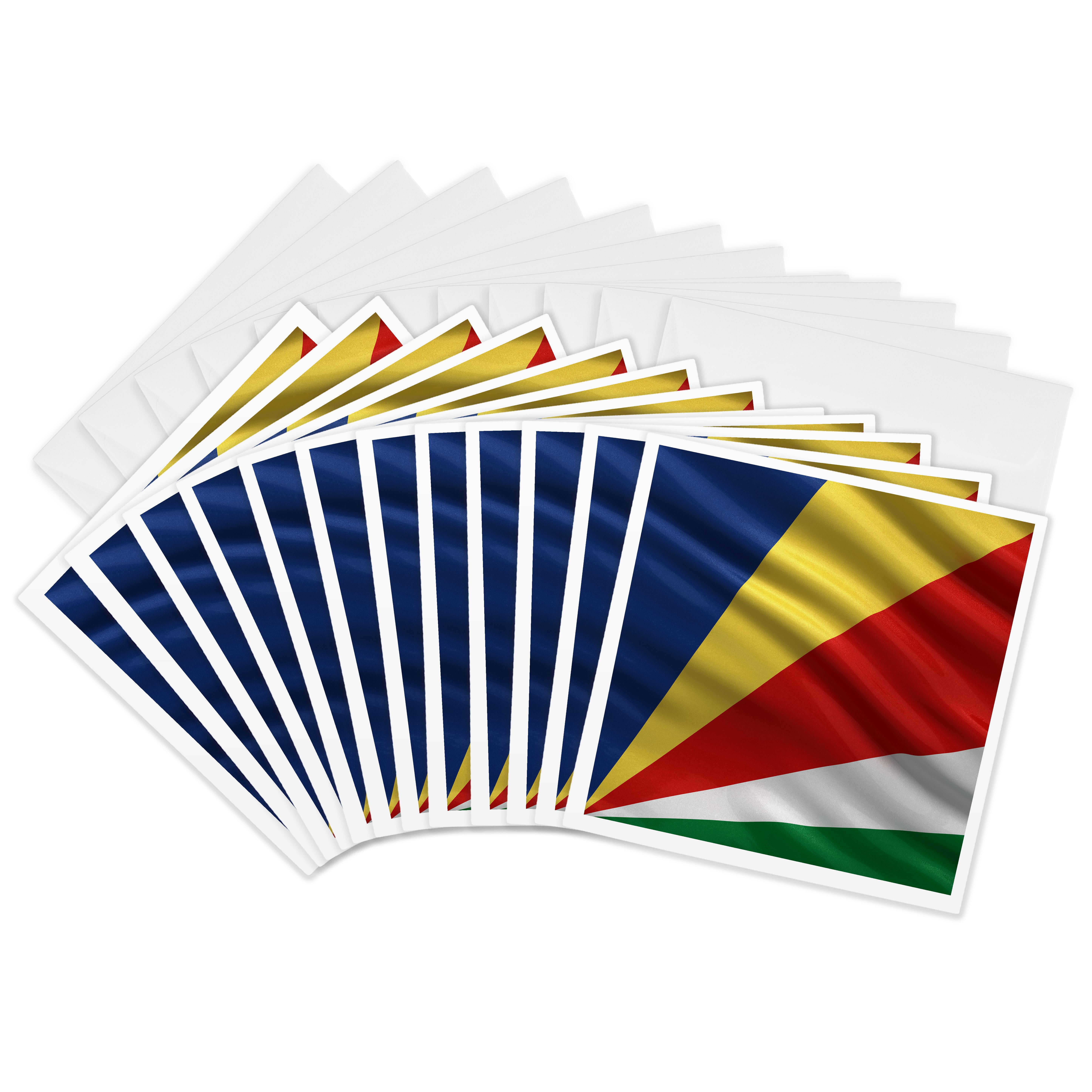 3drose, Flag of the Seychelles Waving in the Wind, 12 Greeting Cards ...