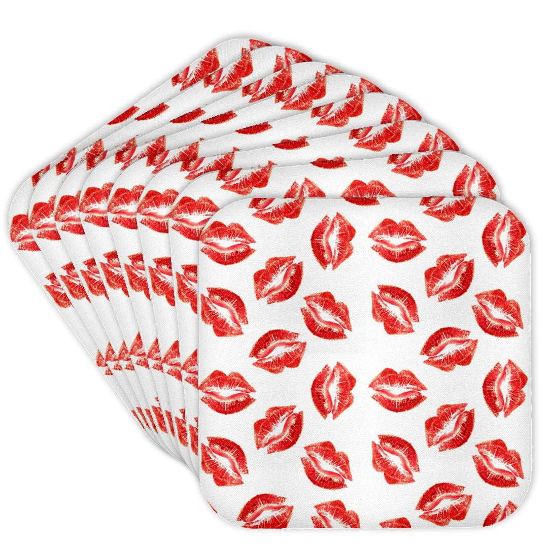 3drose, Flirty Hot Lips Pattern - Red Lipstick Kiss Marks Design on ...