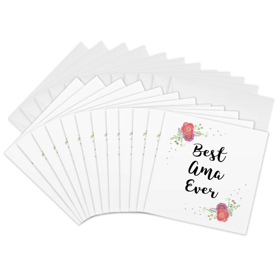 3drose, Floral Best Ama Ever Pretty Watercolor Pink Flowers - Words for ...