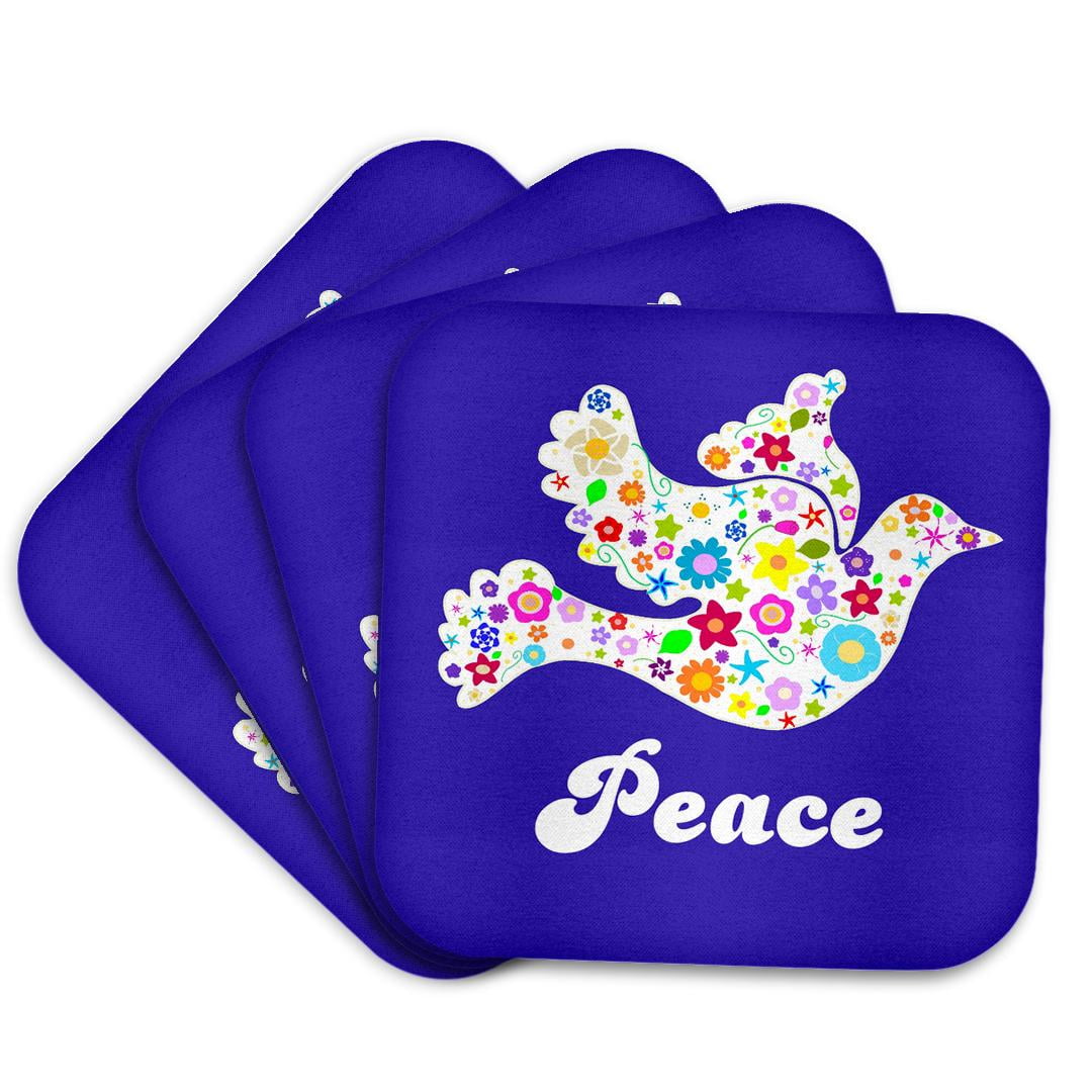 3drose, Floral White Dove of Peace Flying on Midnight Blue - Flower ...