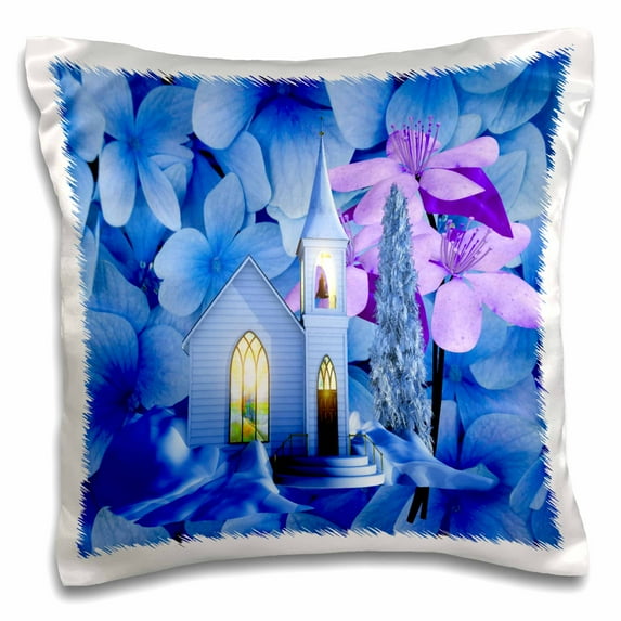 3drose, Flower Chapel Pretty Blue Flower Background and Lighted Chapel ...