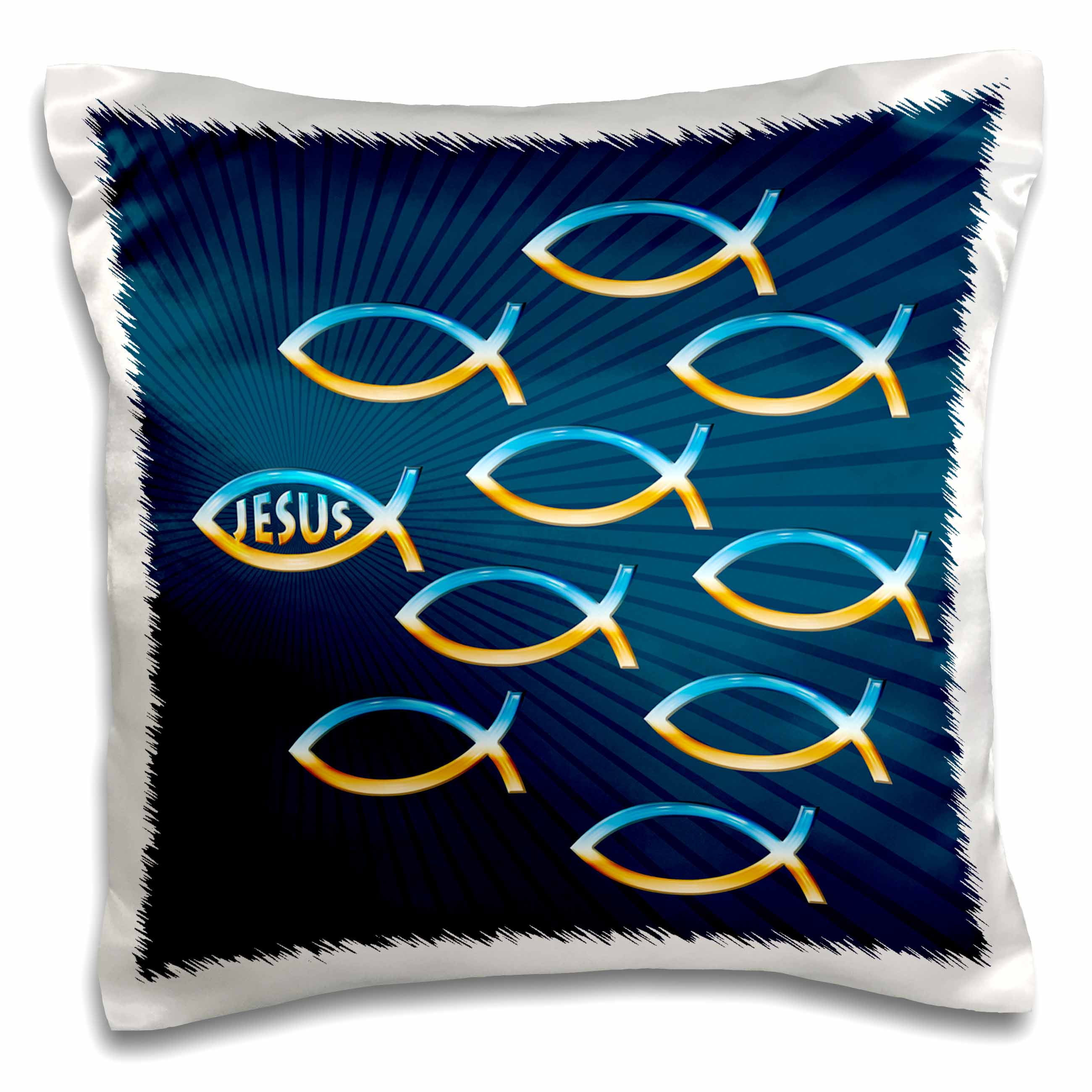 3drose, Follow Jesus – Chrome Color Shoal of Fish on Blue Background ...